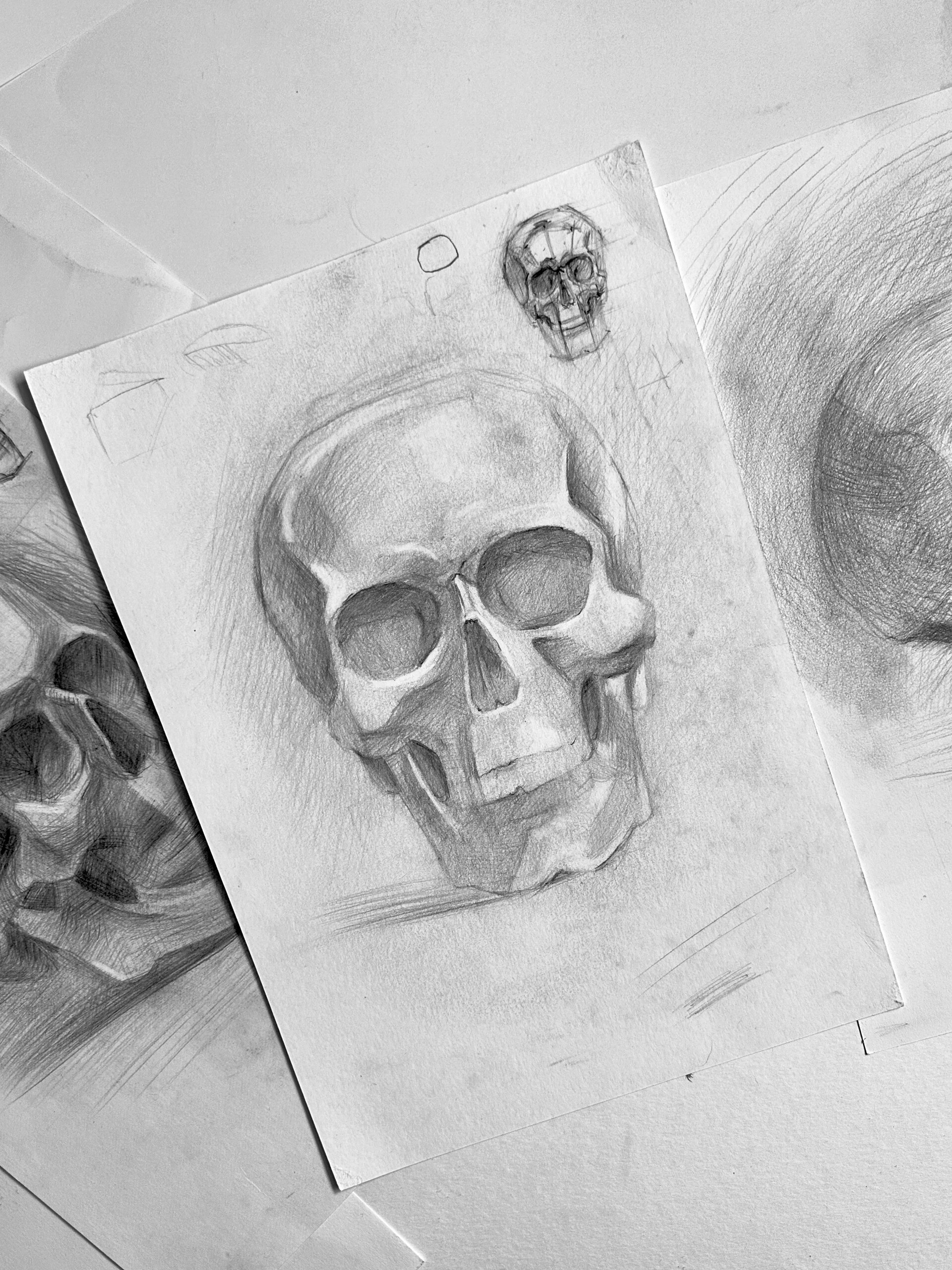how to draw a skull front view