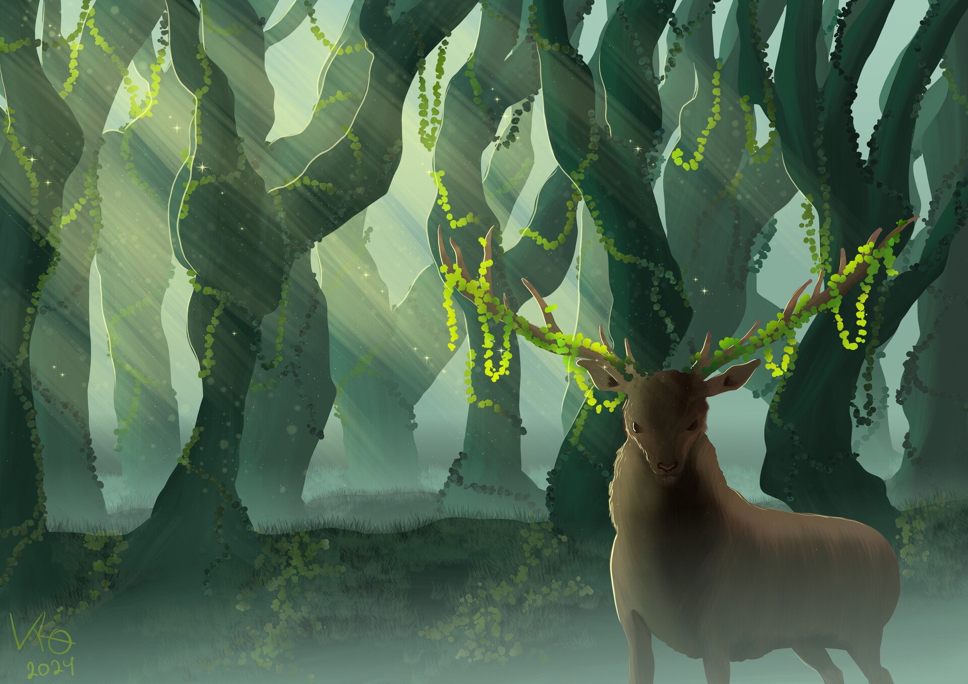 how to draw deer in the woods