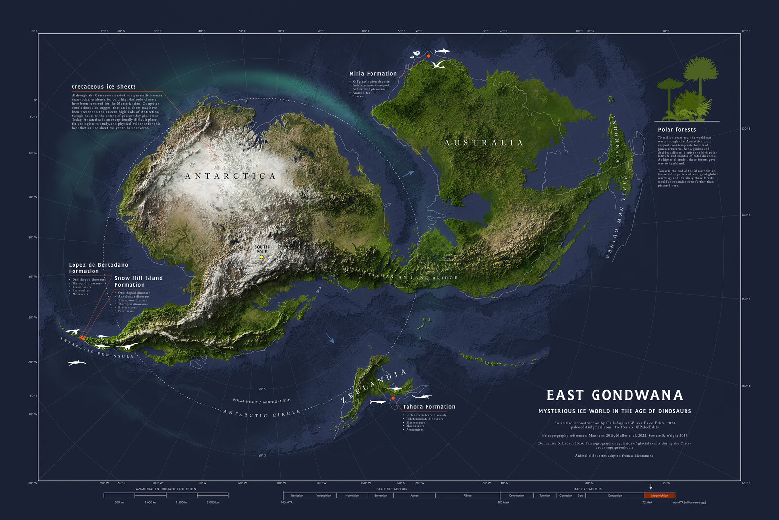 Carl-August Wingårdh - East Gondwana - Late Cretaceous map