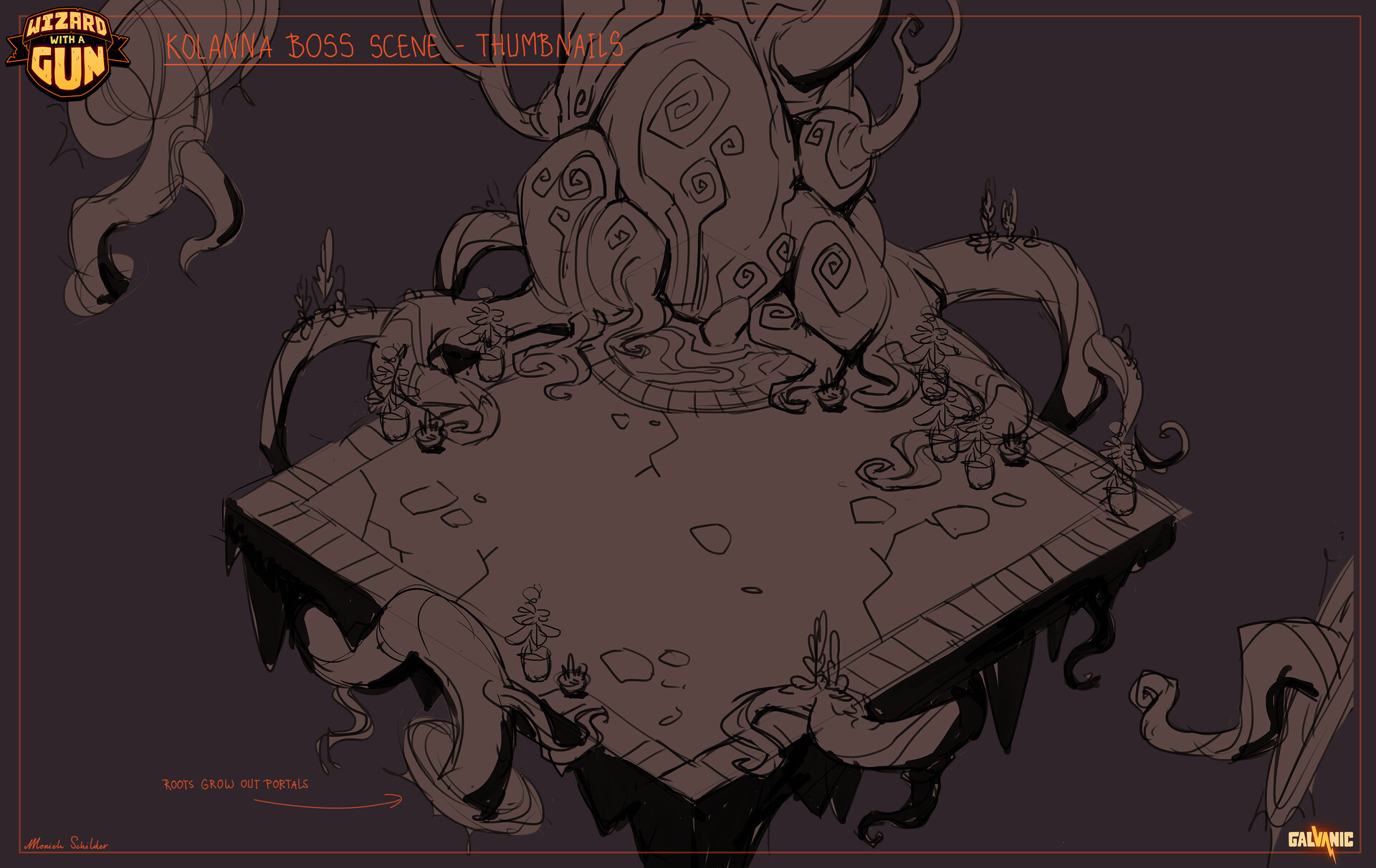 Moniek Schilder - Concept Artist - Wizard with a Gun - Boss Scenes