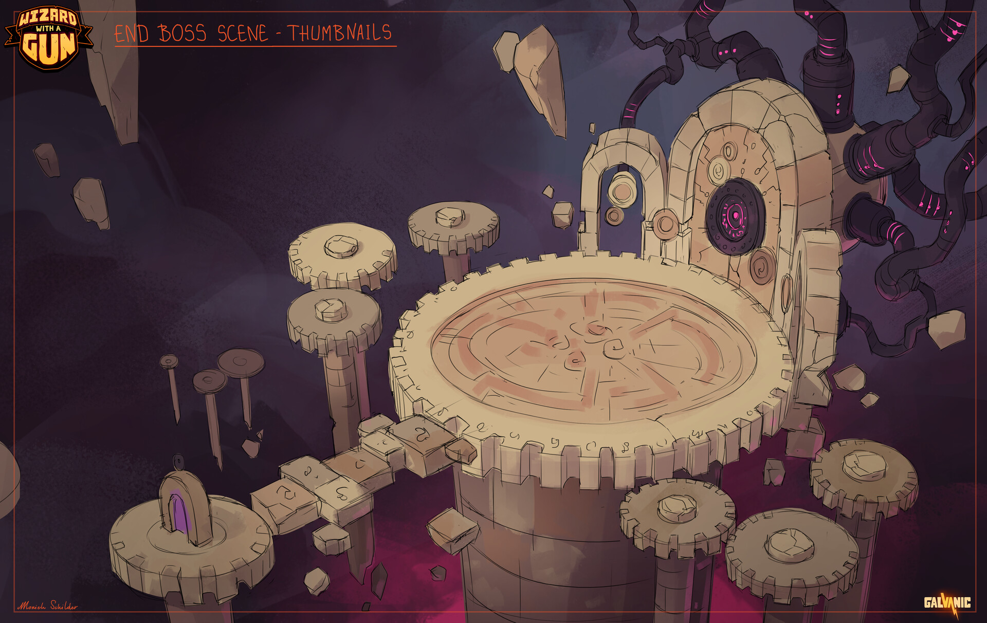 Moniek Schilder - Concept Artist - Wizard with a Gun - Boss Scenes