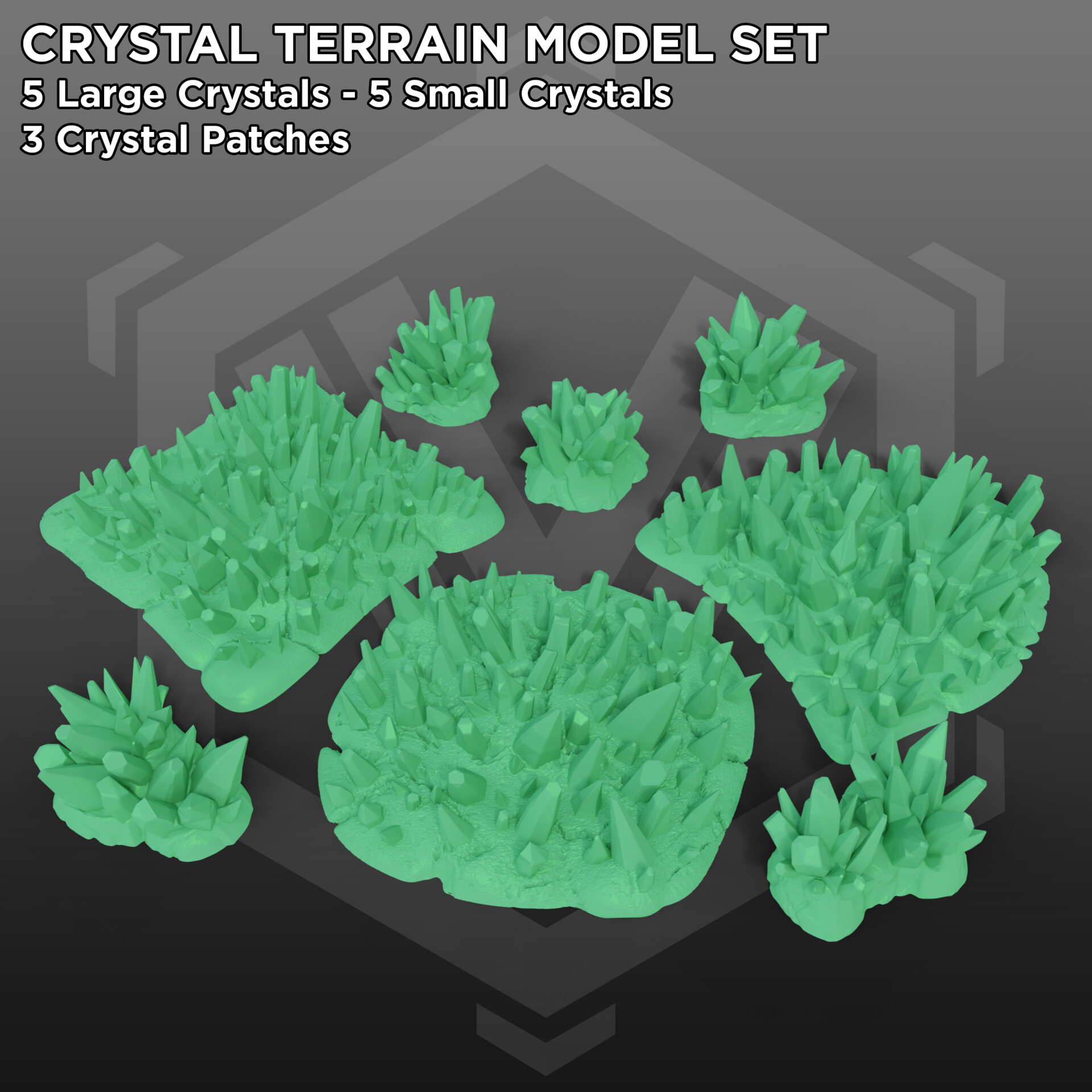 Vincent Colborn - Crystal Terrain STL Set - 3D Printable Crystal Pieces