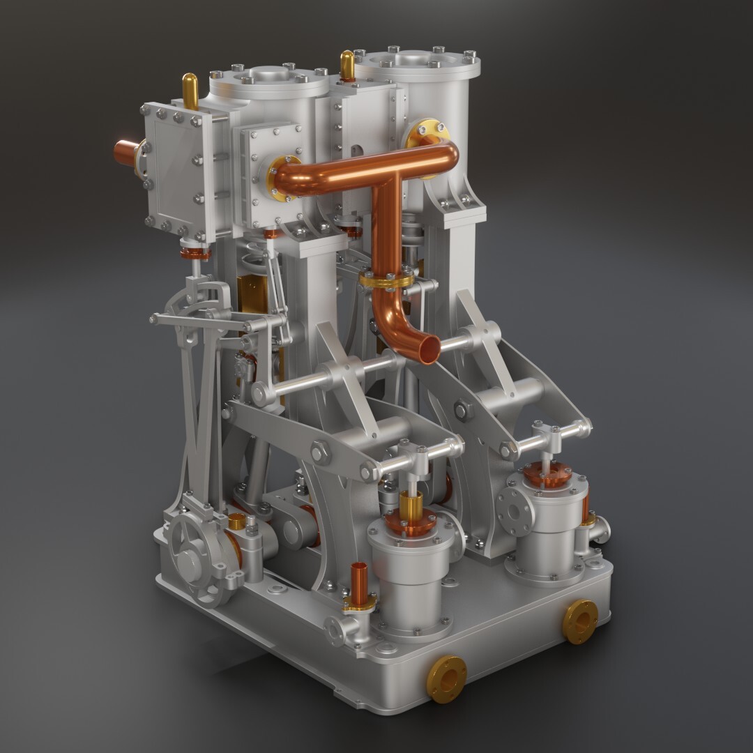 ArtStation - Stewart and Nicholson Marine Compound Steam Engine