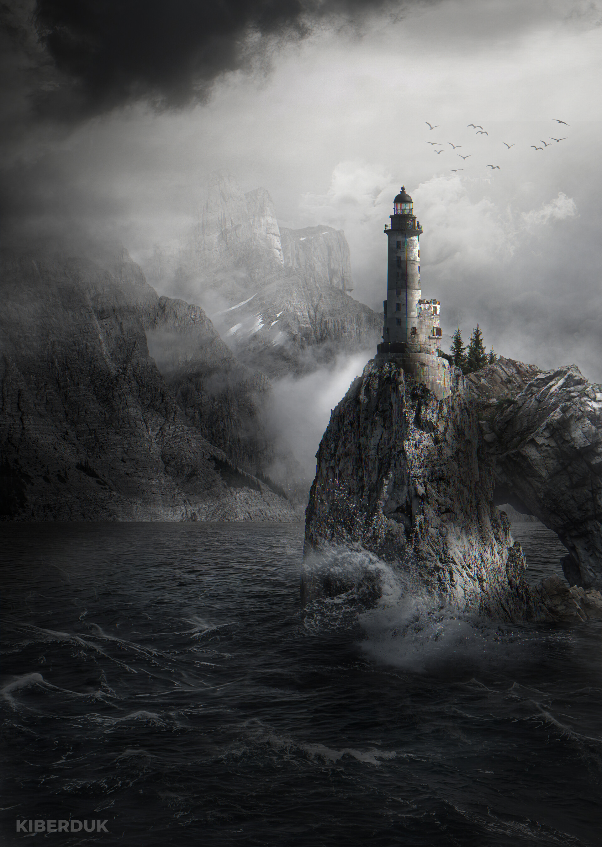 ArtStation - Lighthouse on the rock