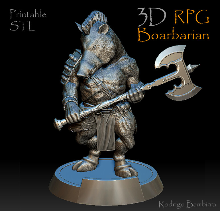 ArtStation - Boarbarian! RPG custom character