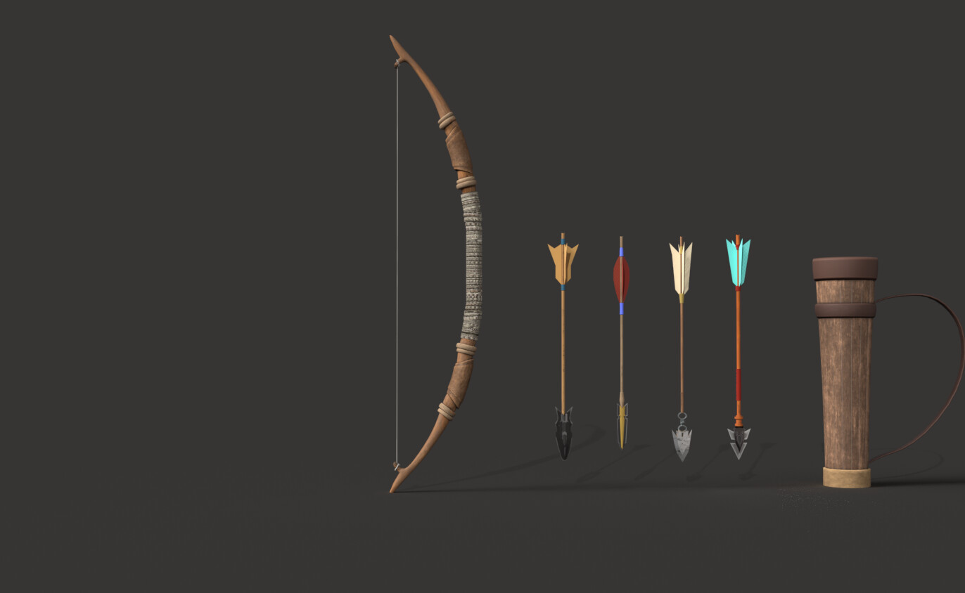 ArtStation - 3D model Bow and Arrows