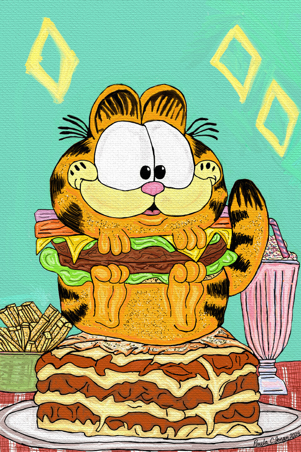 ArtStation - Cat Burger Heaven by Paula C. Jensen, digital ArtRage ...