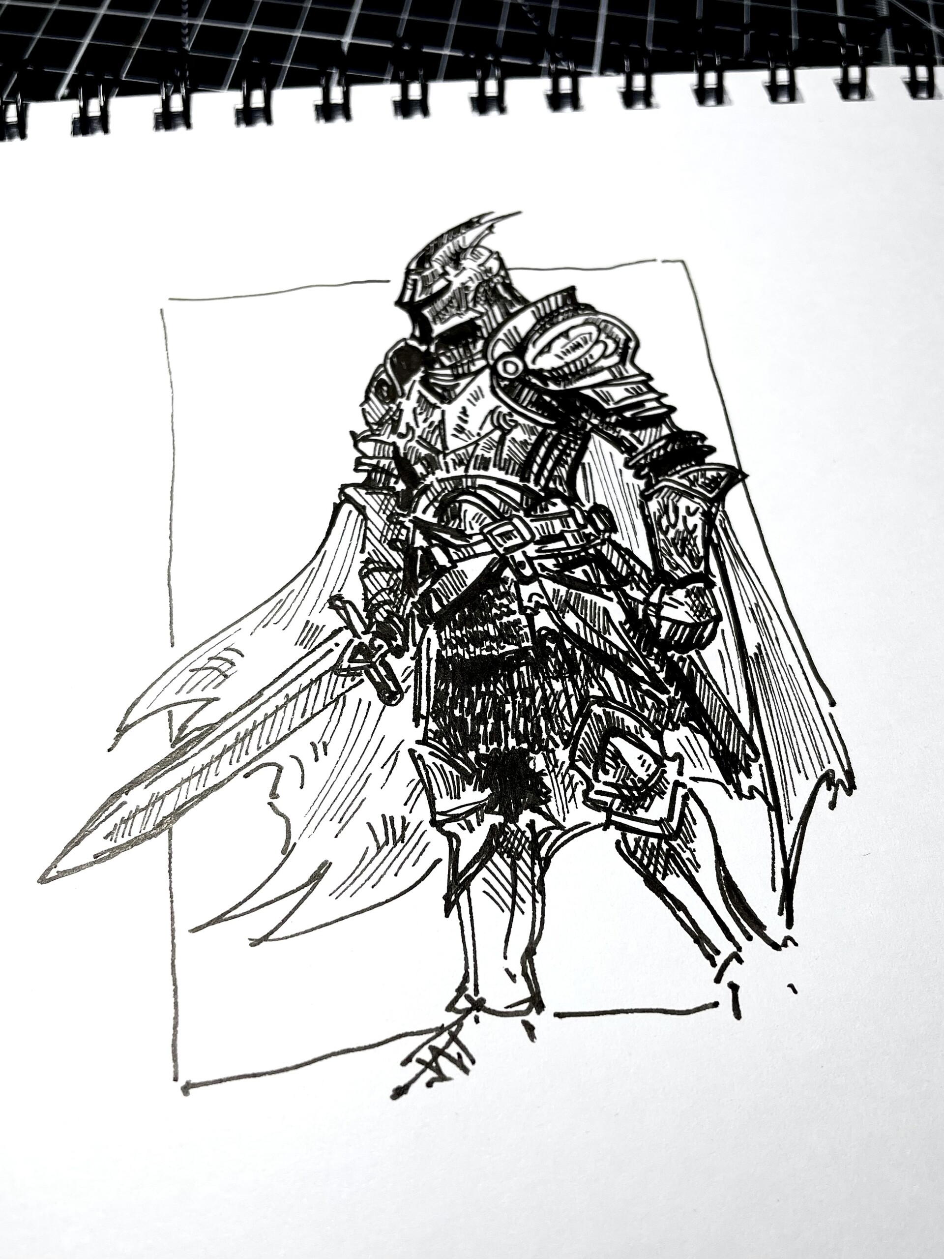 ArtStation - Fire Knight | daily drawing & animation | line art | ink ...