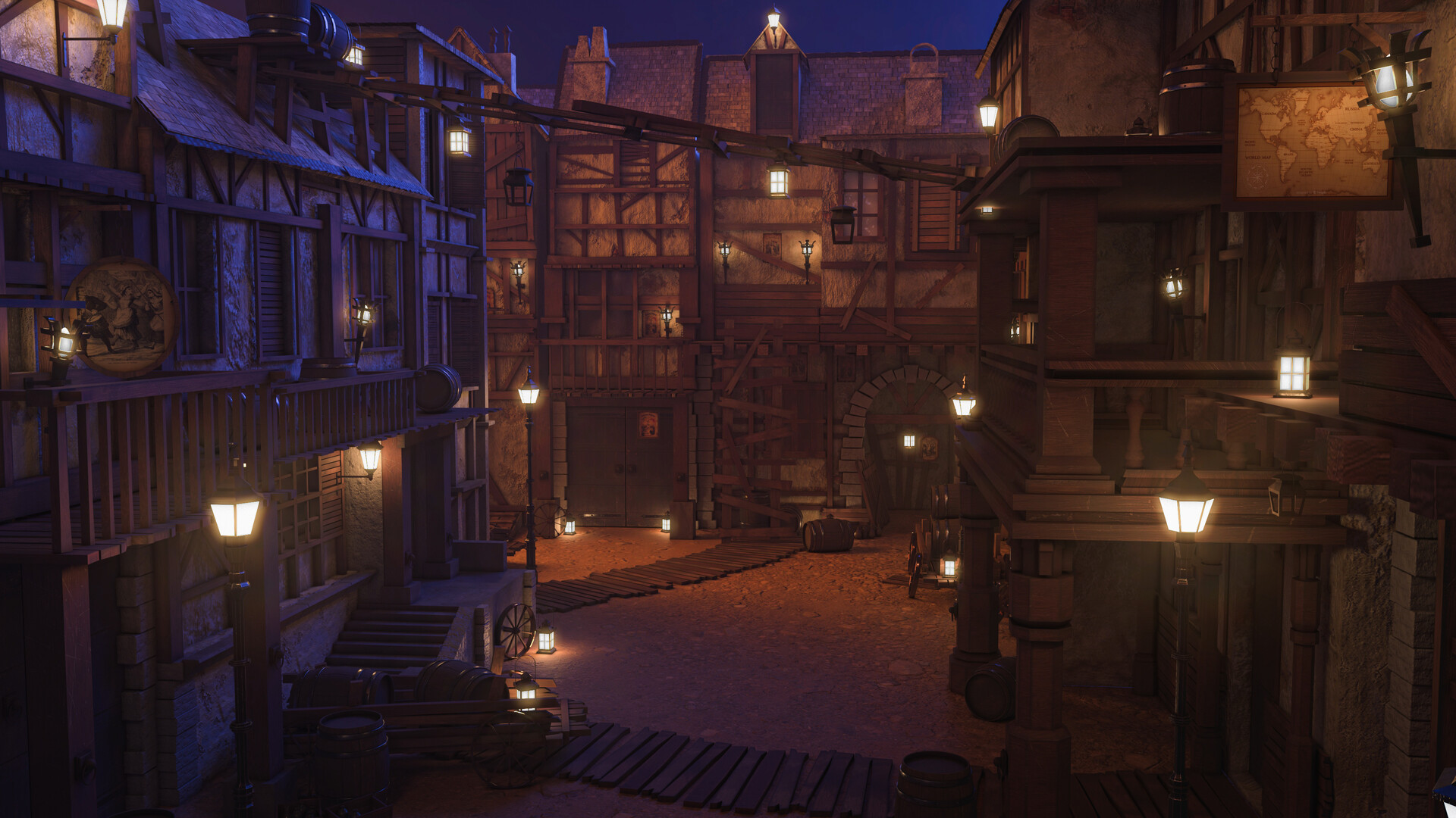 ArtStation - Medieval City Nightscape – 3D Environment
