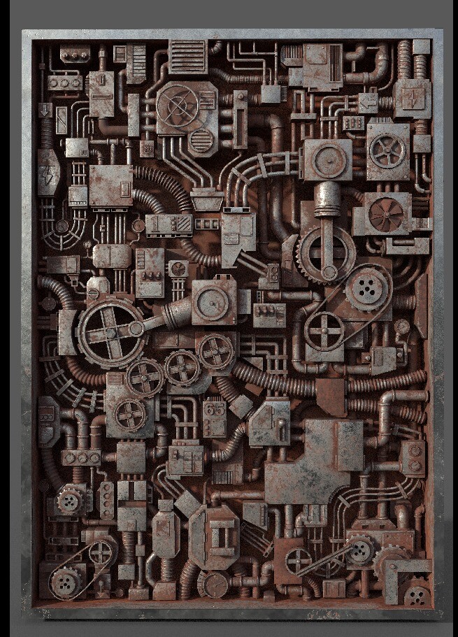 ArtStation - Intricate Sci-Fi Mechanical Wall – A Detailed Exploration ...