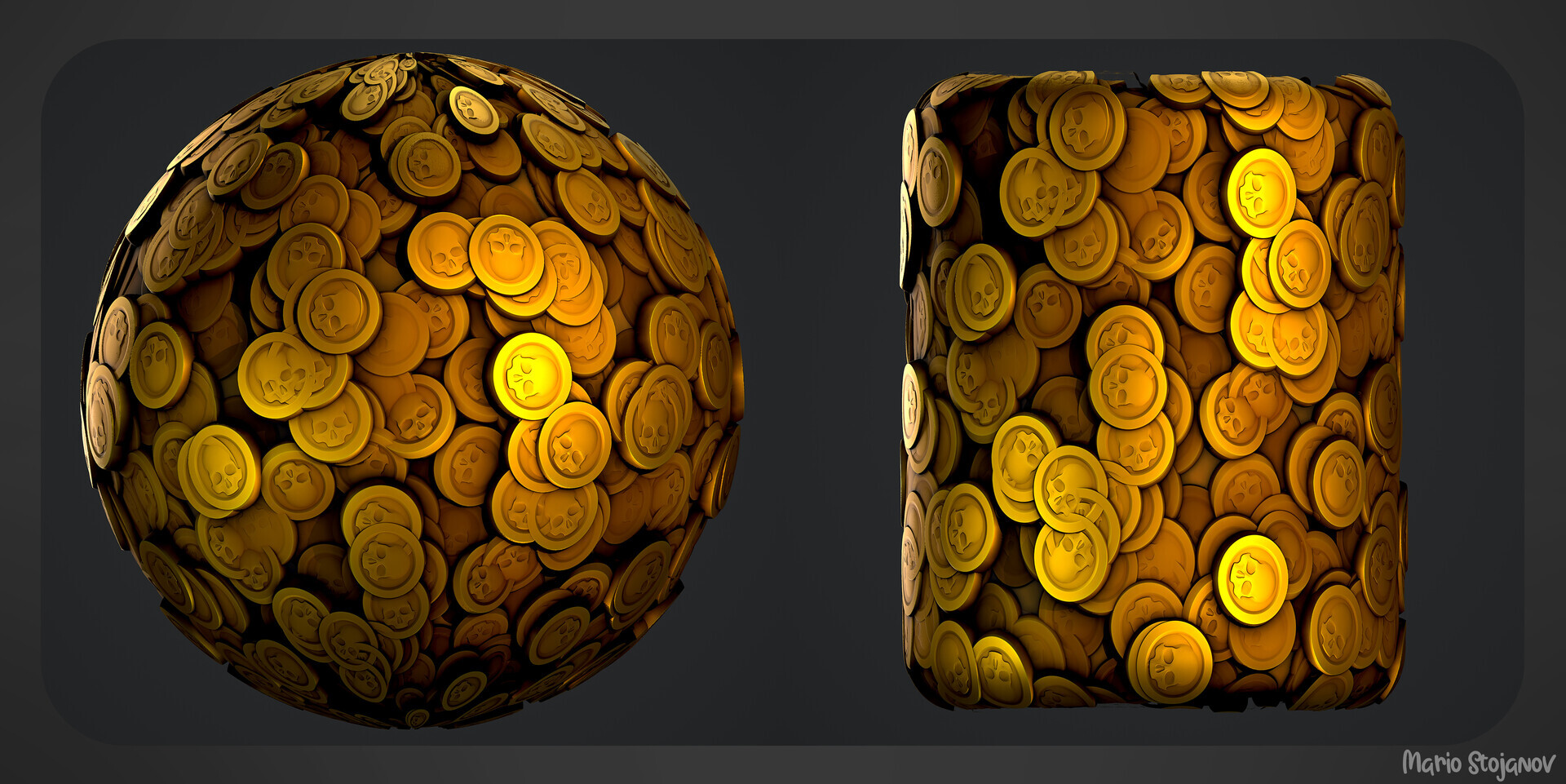 M3DS Academy - Materials Stylized Sand, Coins, Door - Mario Stojanov