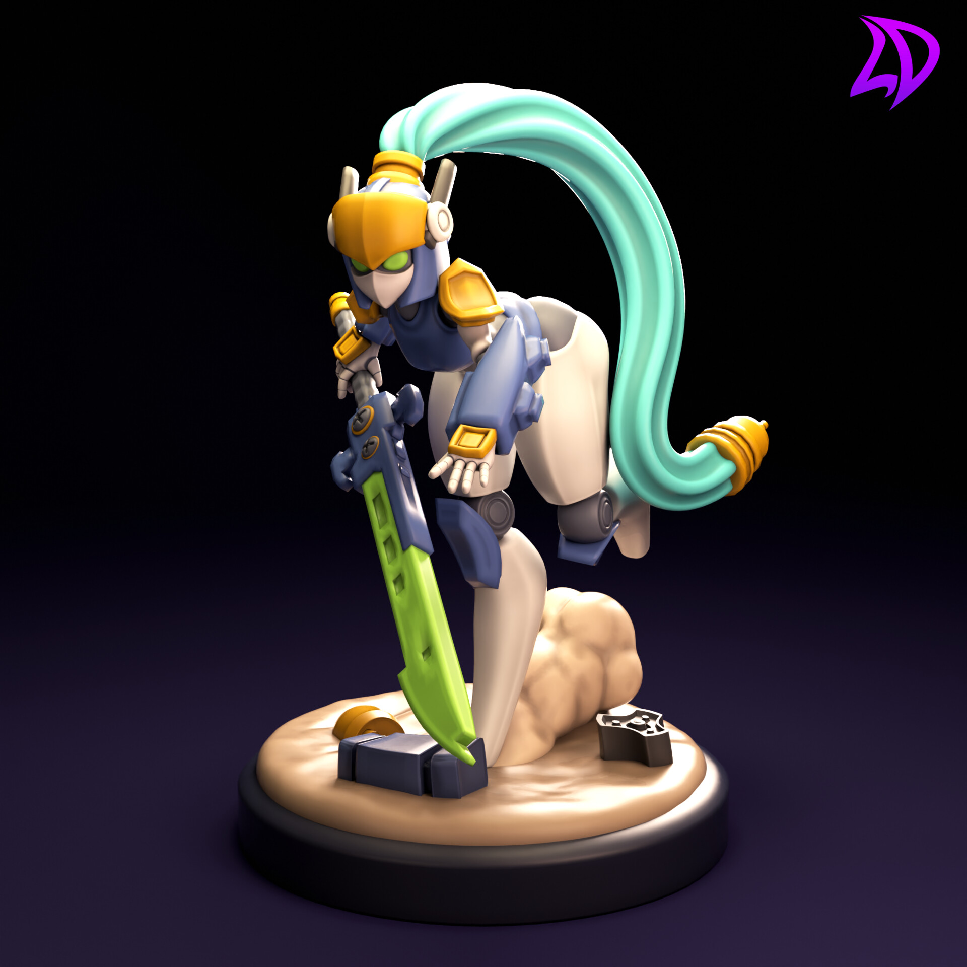 ArtStation - Robot Girl Knight Blademaster LiTh-14