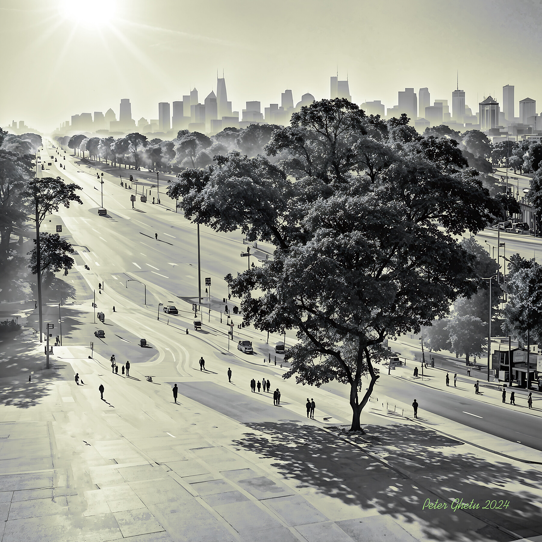 ArtStation - Melting heat in the city by Peter Ghetu 2024