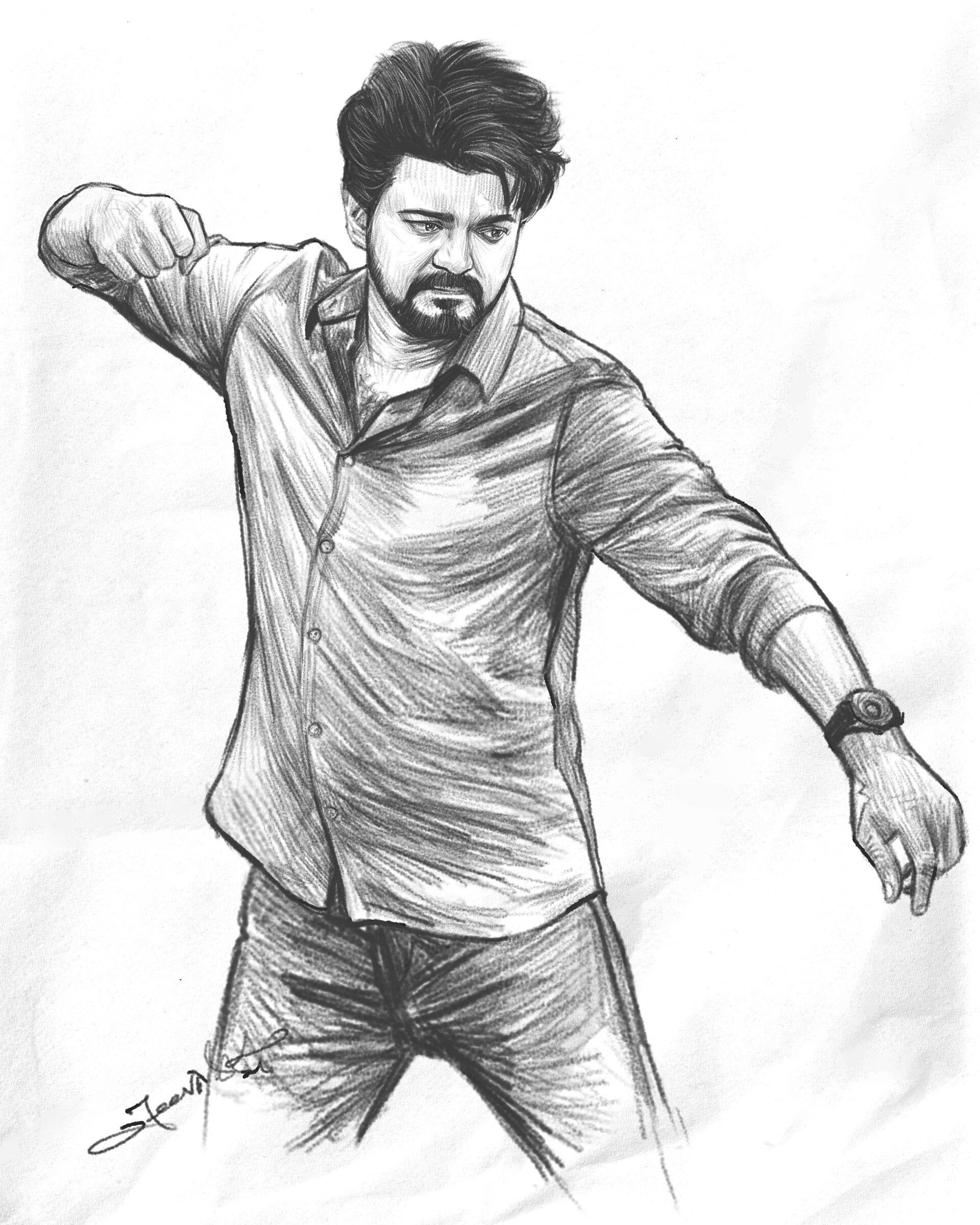 ArtStation - #TheGreatestOfAllTime Thalapathy Vijay Charcoal Pencil ...