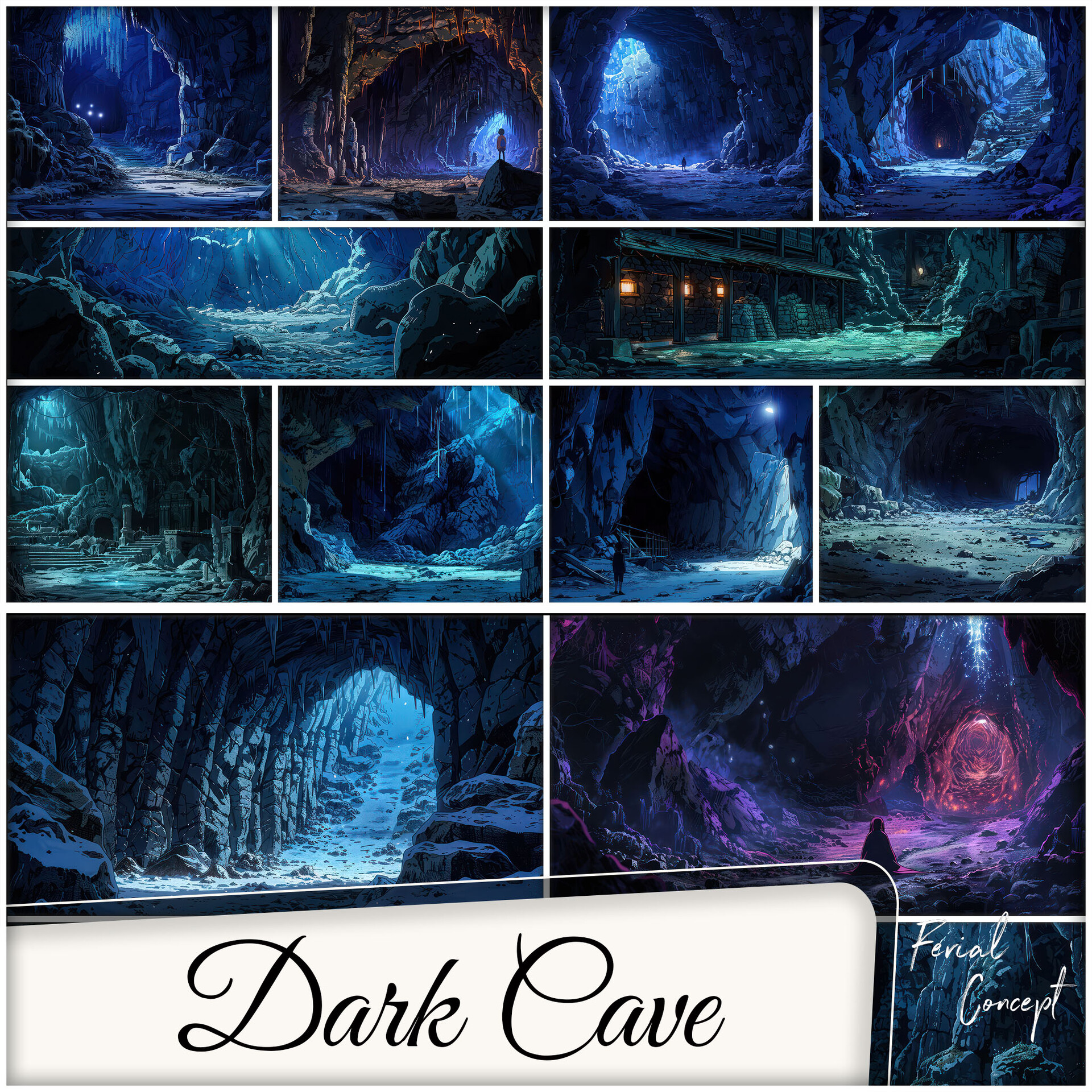 Ferial Concept - 🔹260 Dark Cave - Anime Concept Reference Image Pack v ...