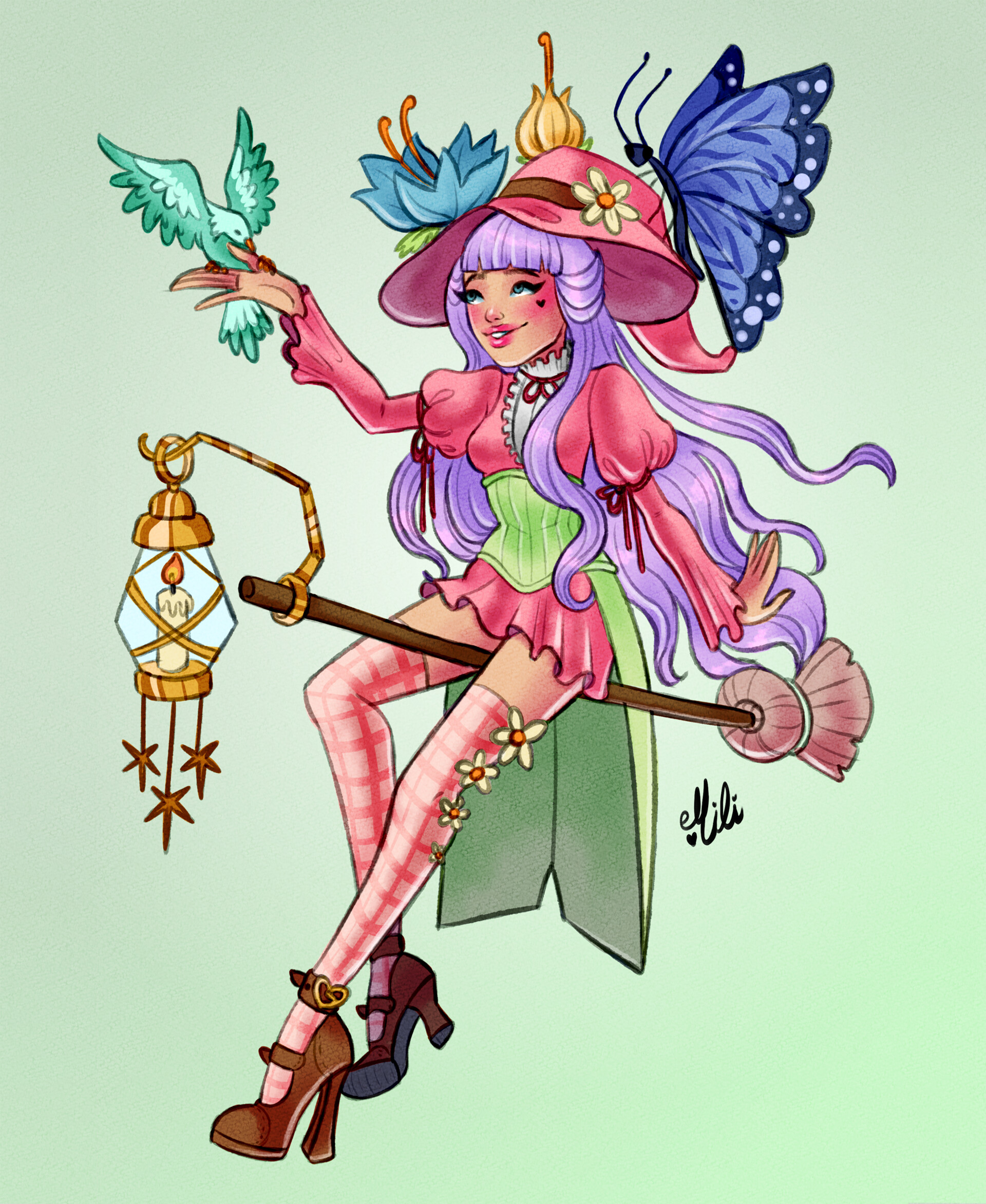 ArtStation - Pink Botanical Witch