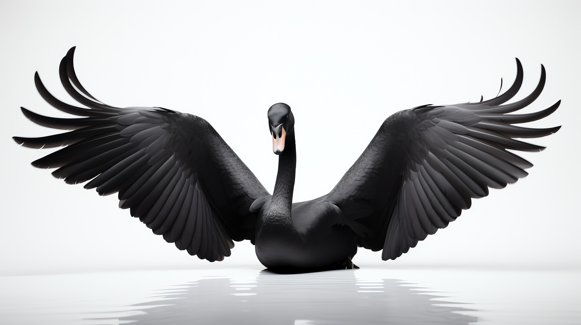 ArtStation - A black swan spreads its wings gracefully on white ...