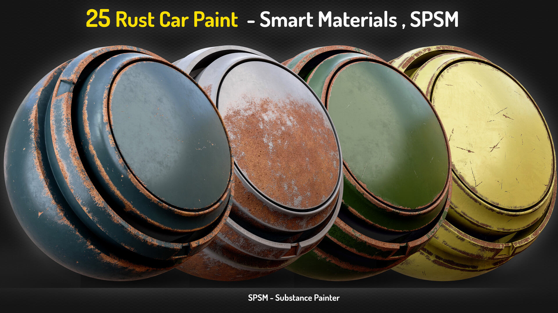 ArtStation - 25 Rust Car Paint Smart Materials - Vol 16