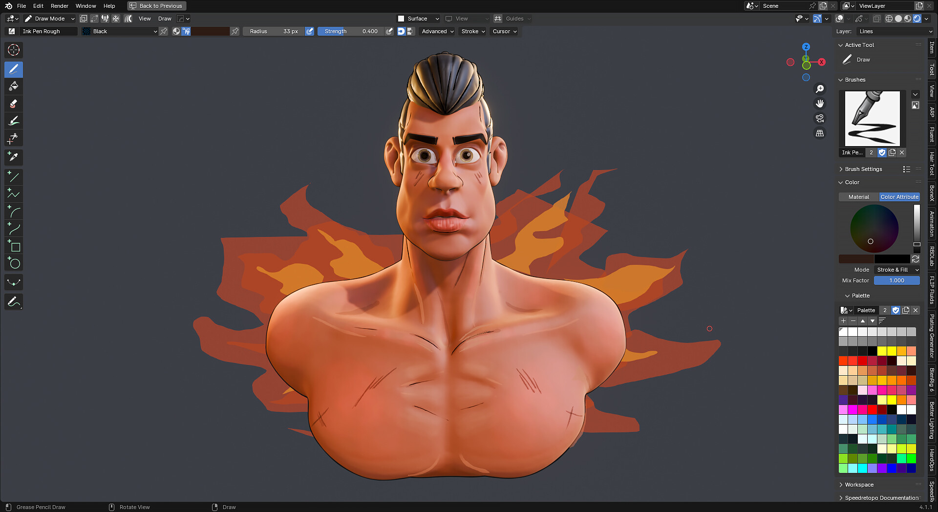 Phong Ly - Sculpting Male Character using Blender - Combine with Grease ...