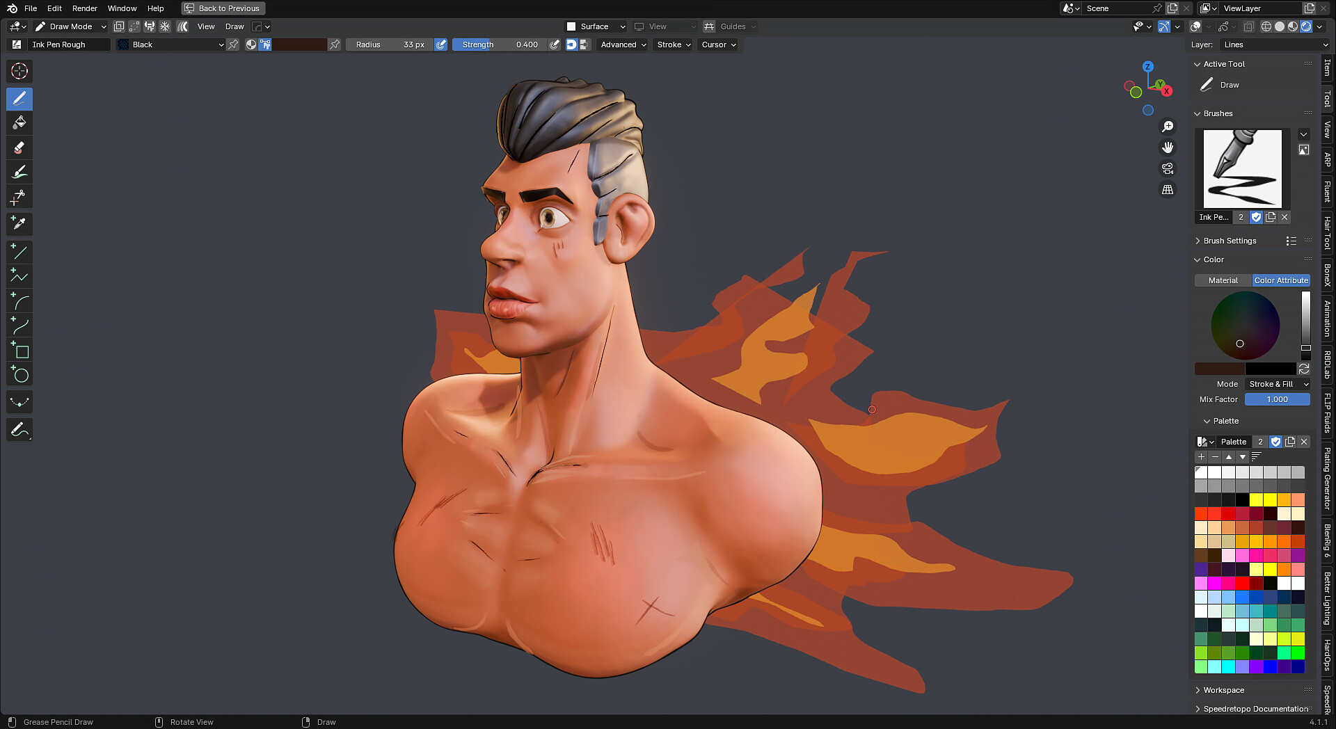 Phong Ly - Sculpting Male Character using Blender - Combine with Grease ...