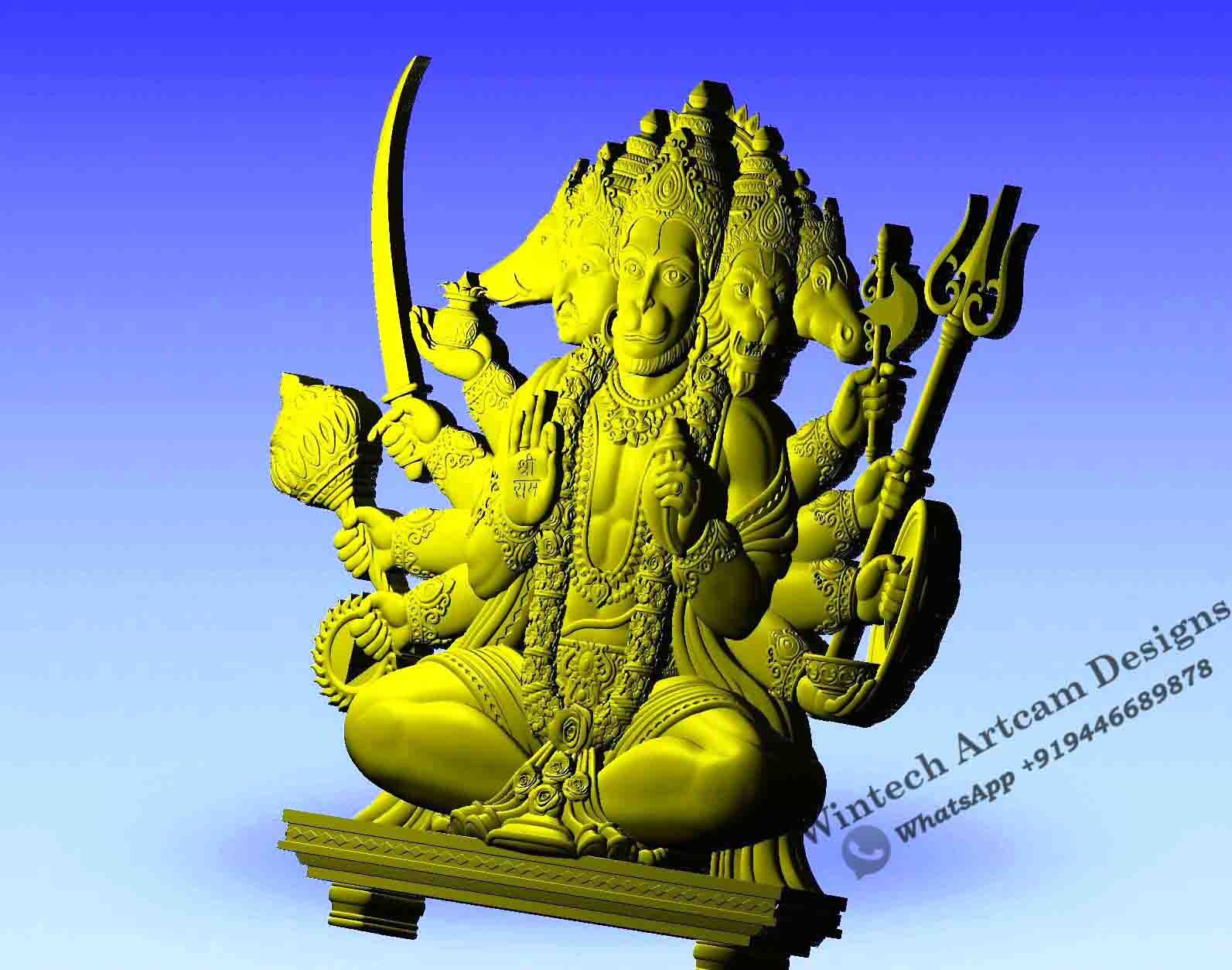 ArtStation - Panchamukhi hanuman cnc carveco Artcam design
