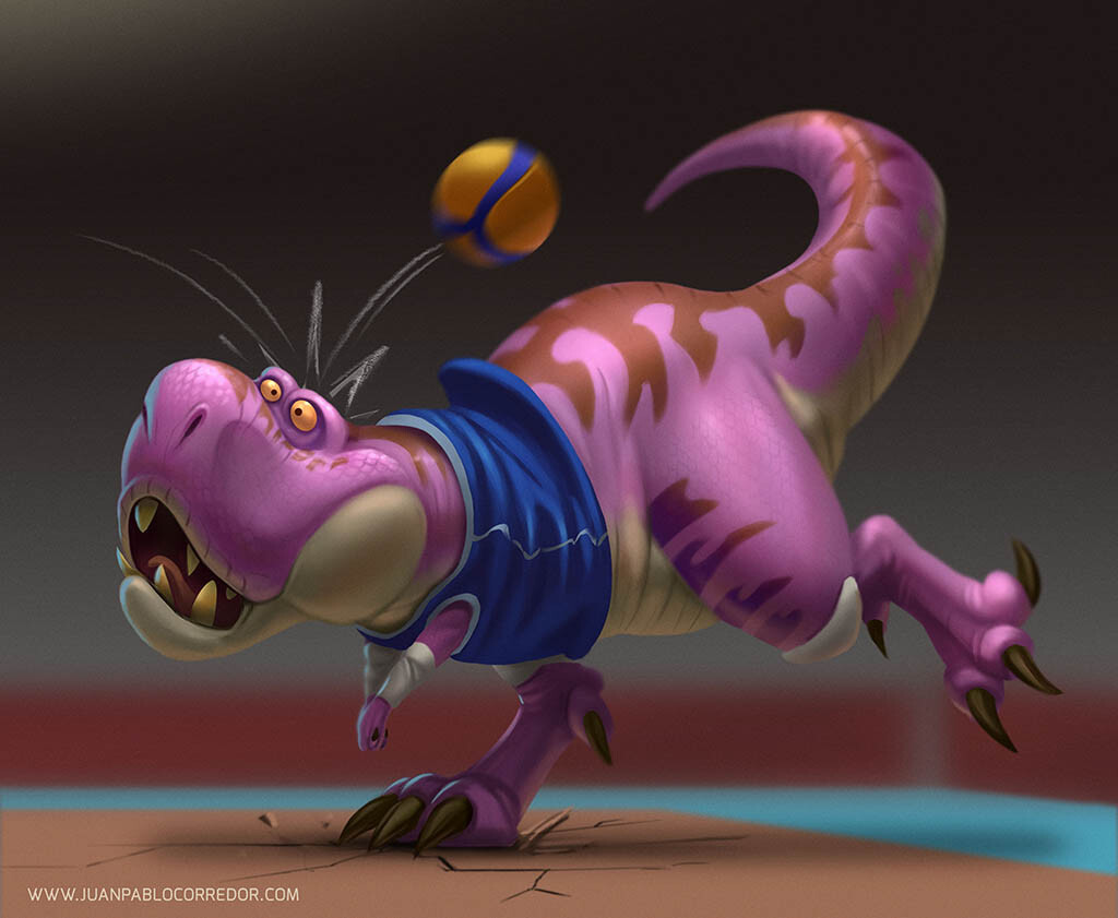 ArtStation - T-rex volleyball