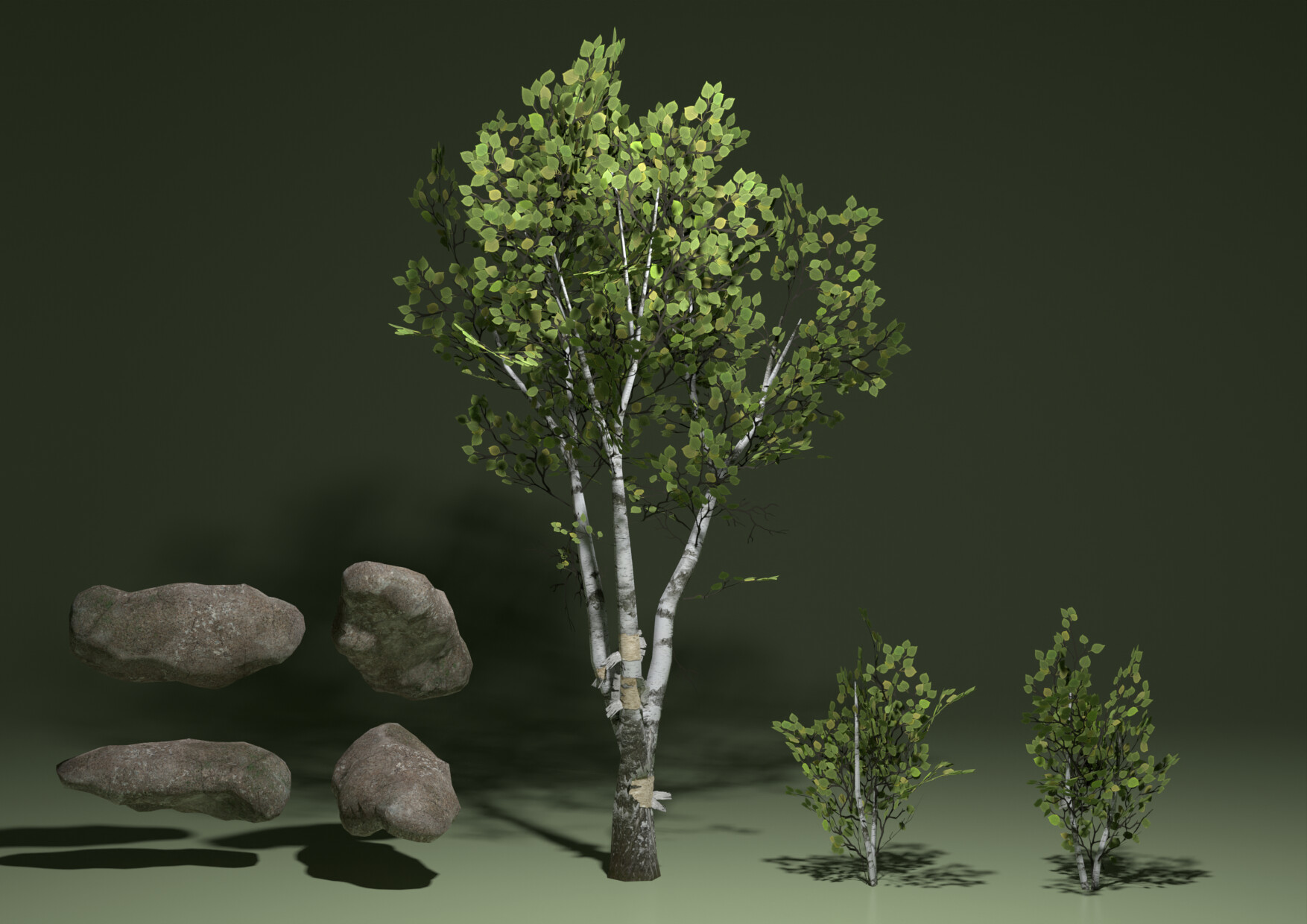 ArtStation - Birch & Stone | Semi Realistic Vegetation