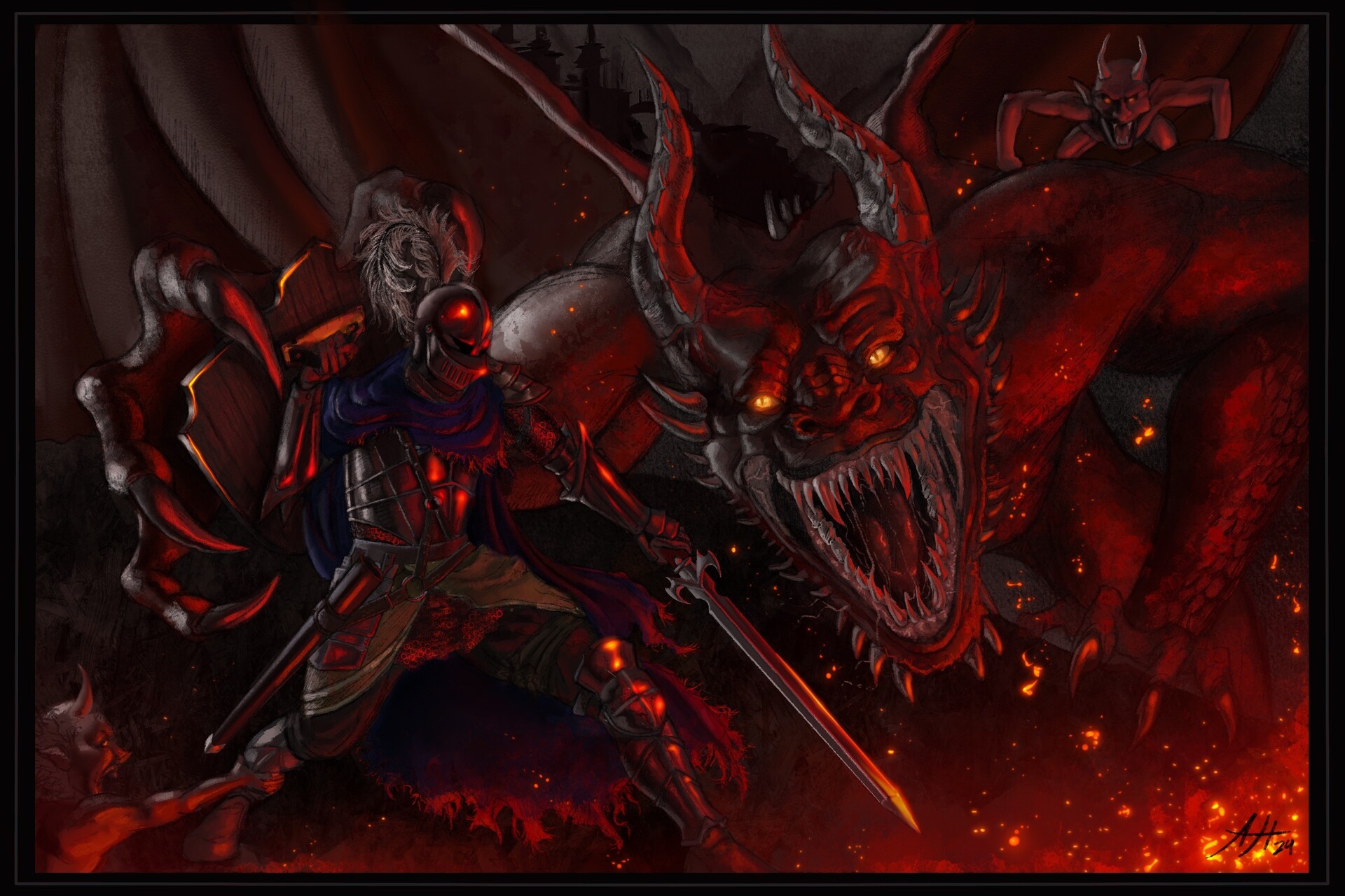 ArtStation - Holy Knight and the Demon Dragon