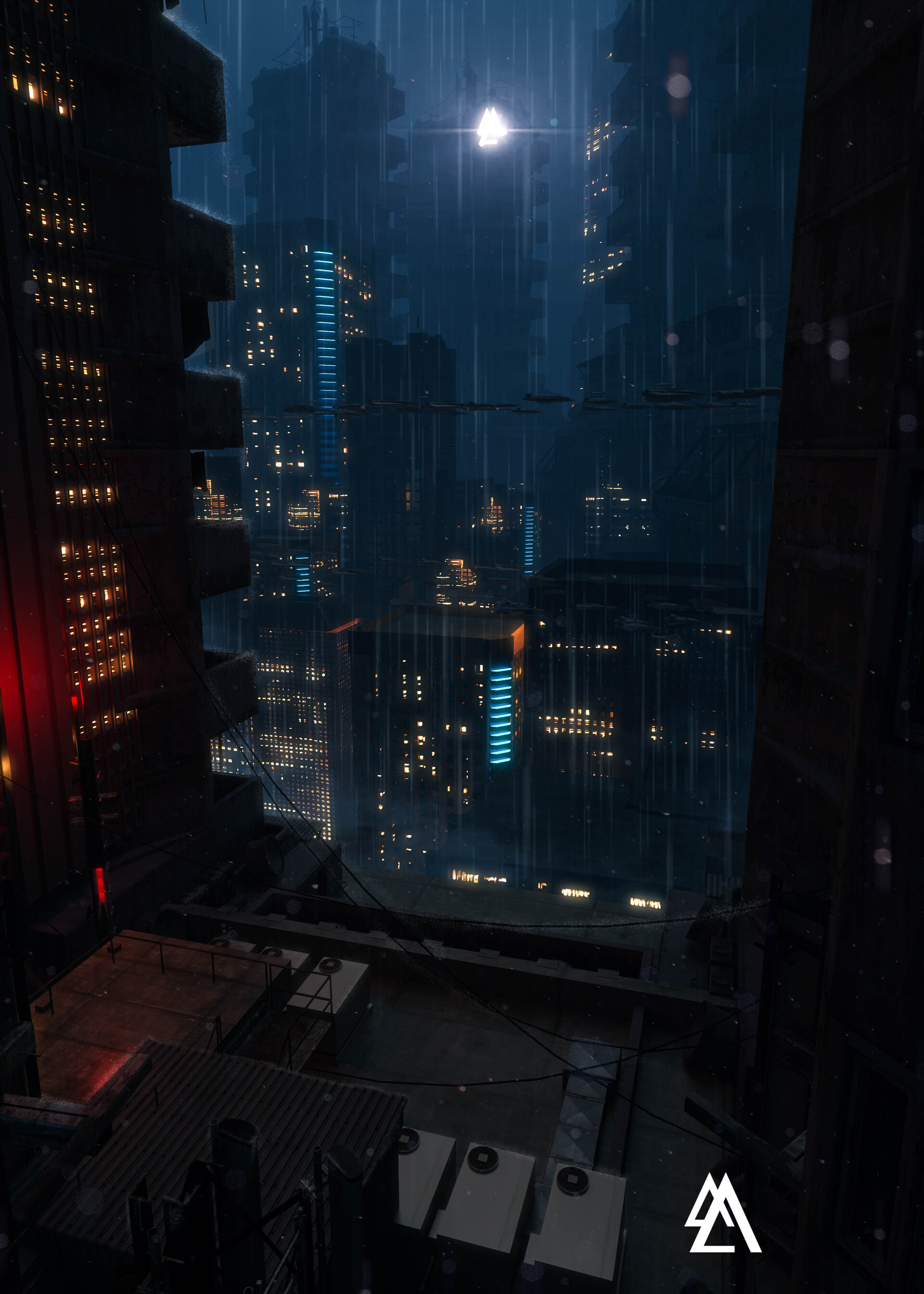 ArtStation - Raining In The Blue City