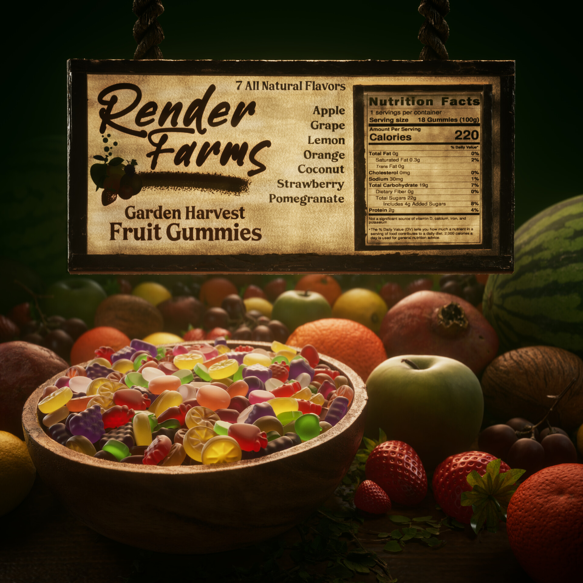 ArtStation - "Render Farms Garden Harvest Fruit Gummies"