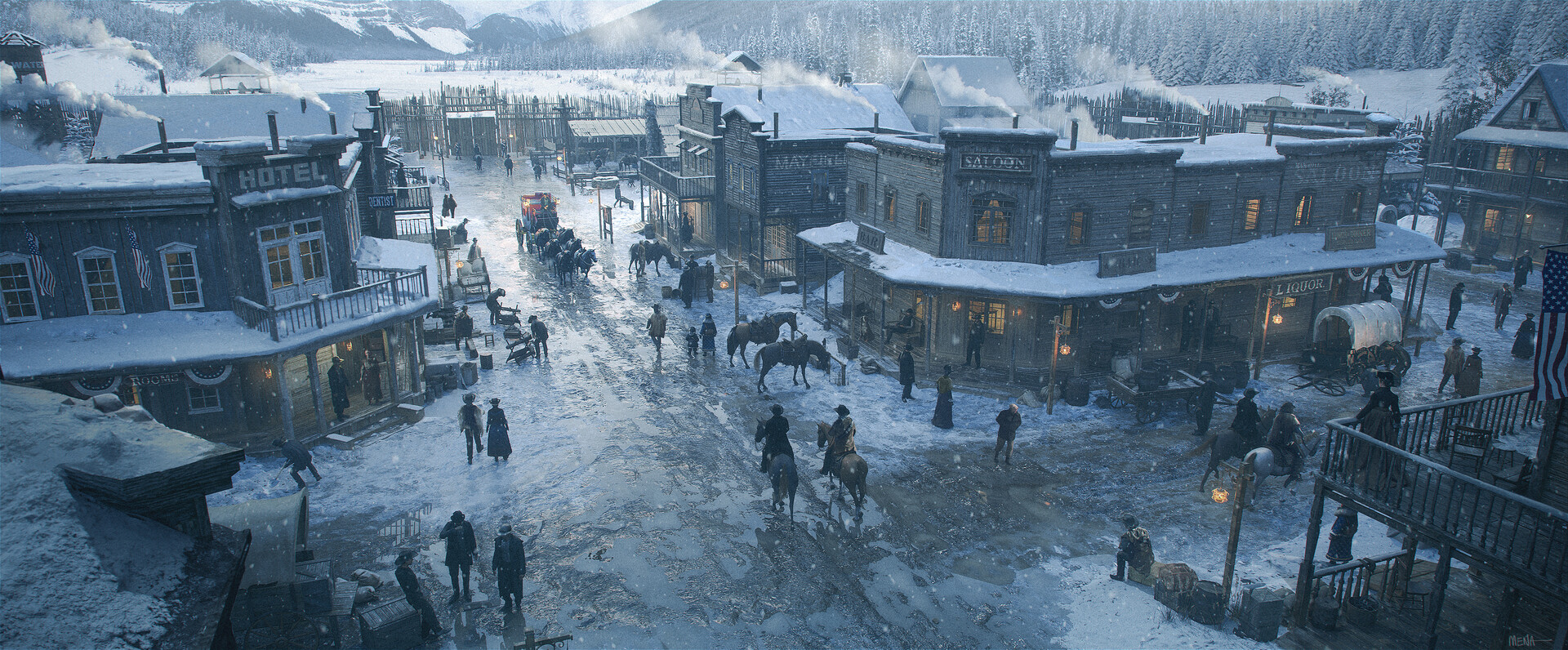 ArtStation - Revenge is Best Served Cold: Ext. Snow Town - Dusk