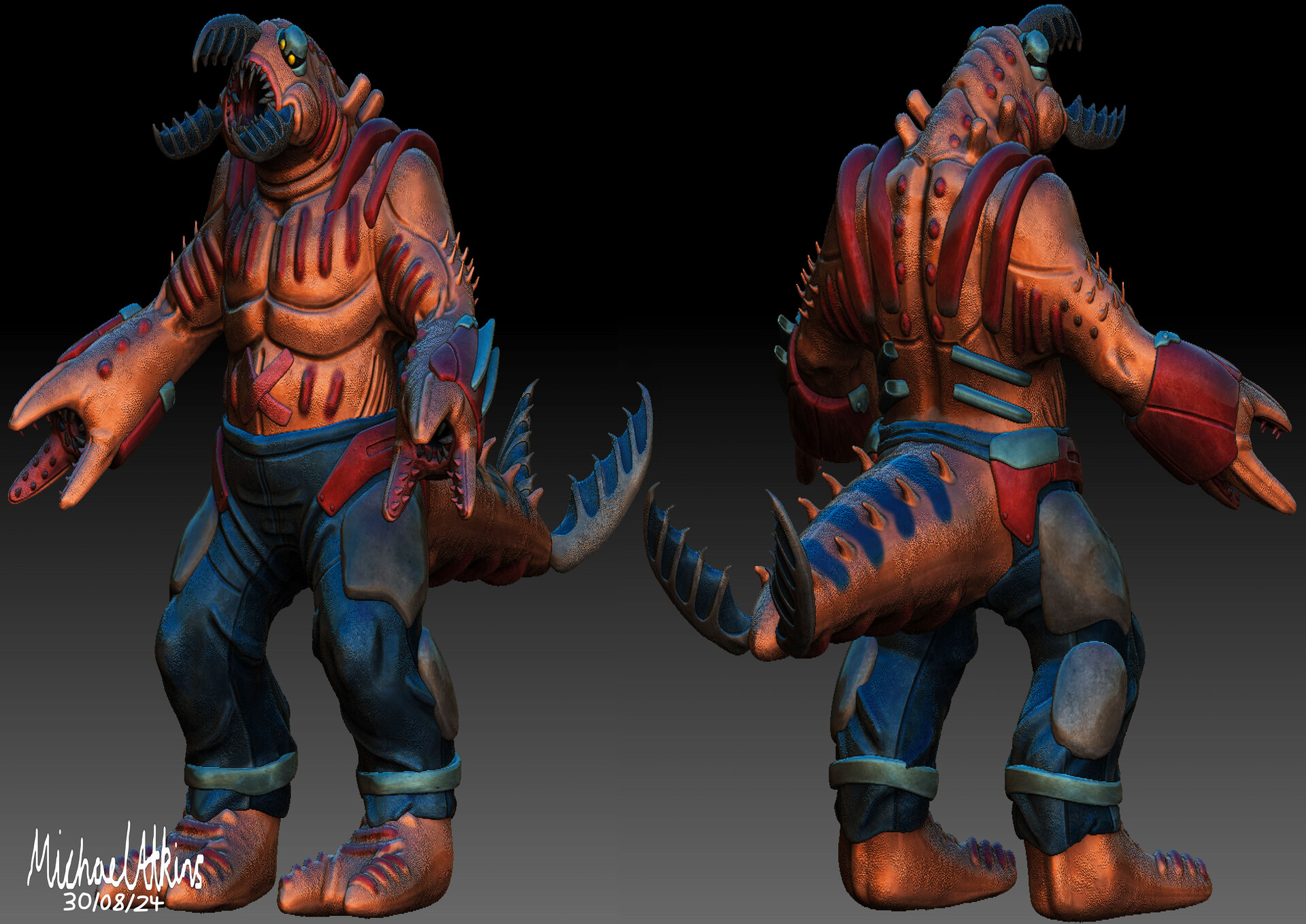 ArtStation - Michael Atkins 3D Worm Alien Character Sheet