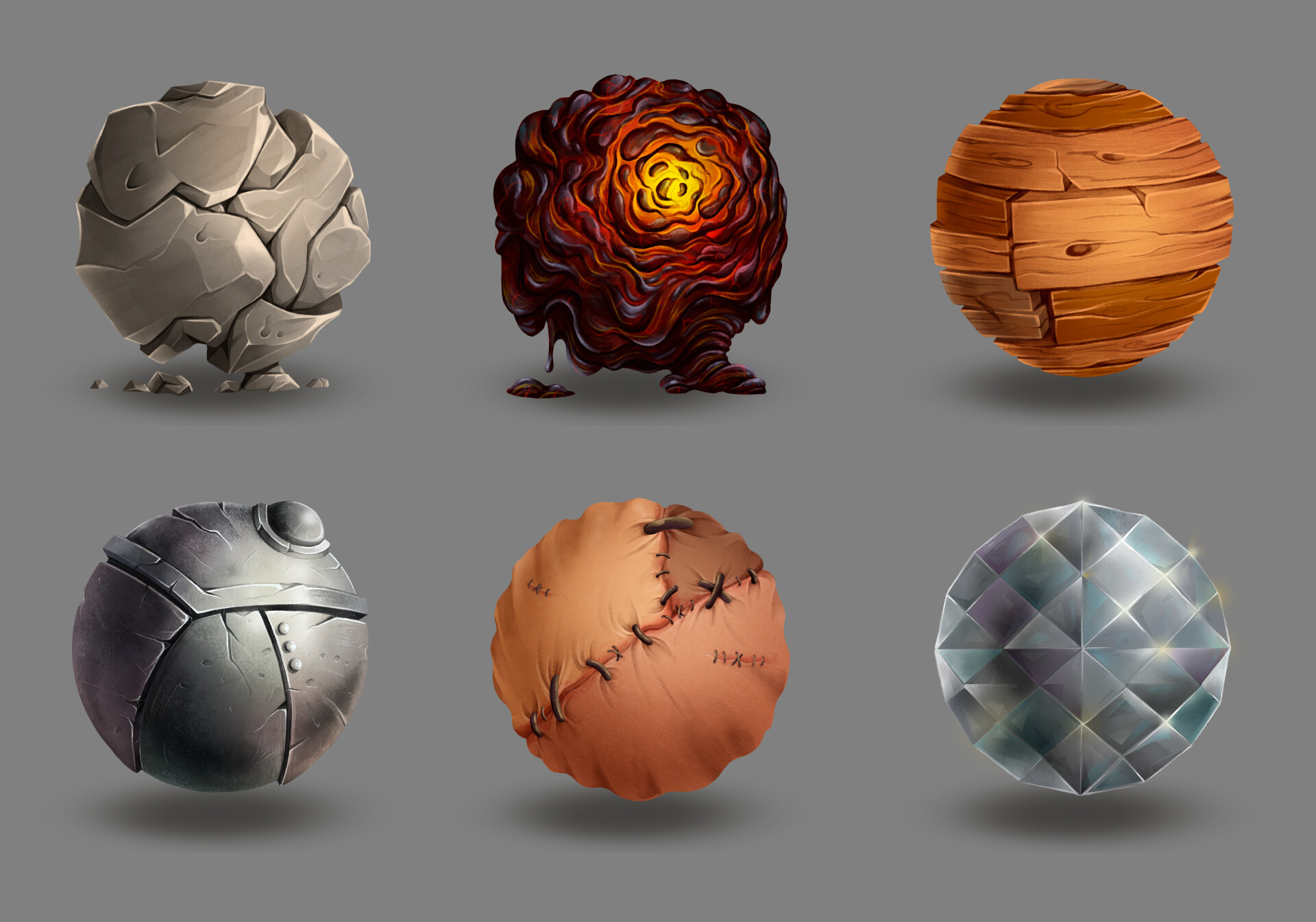 ArtStation - Texture Study on Spheres: Experimentation with Materials
