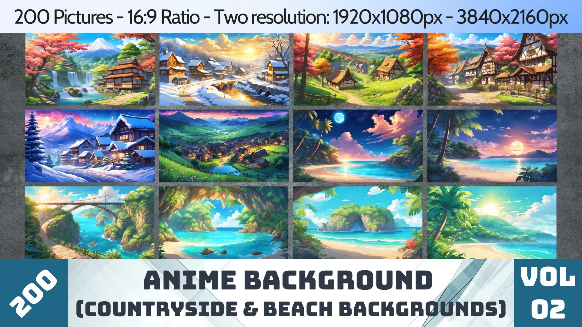 ArtStation - 200 Anime Landscape Backgrounds Pack 2