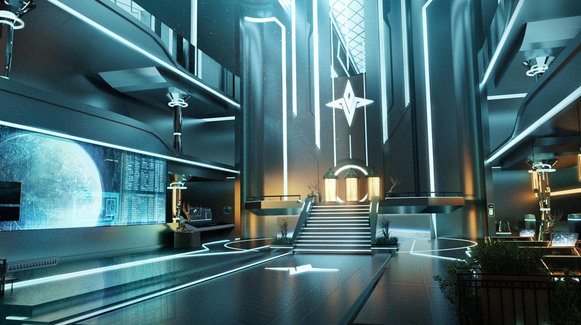 ArtStation - Cyberpunk Mega-Corporation Lobby