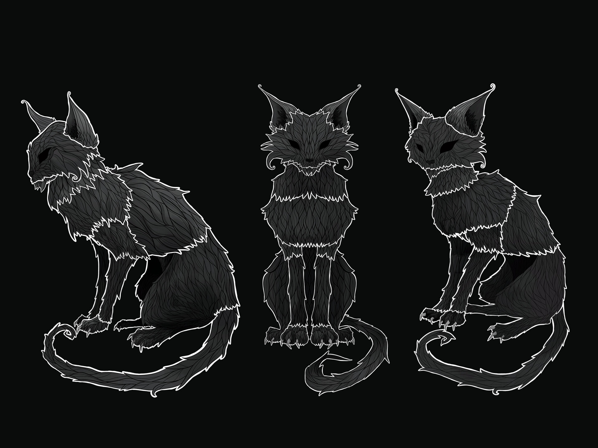 ArtStation - The Thief in the Moon - devilish cat concept