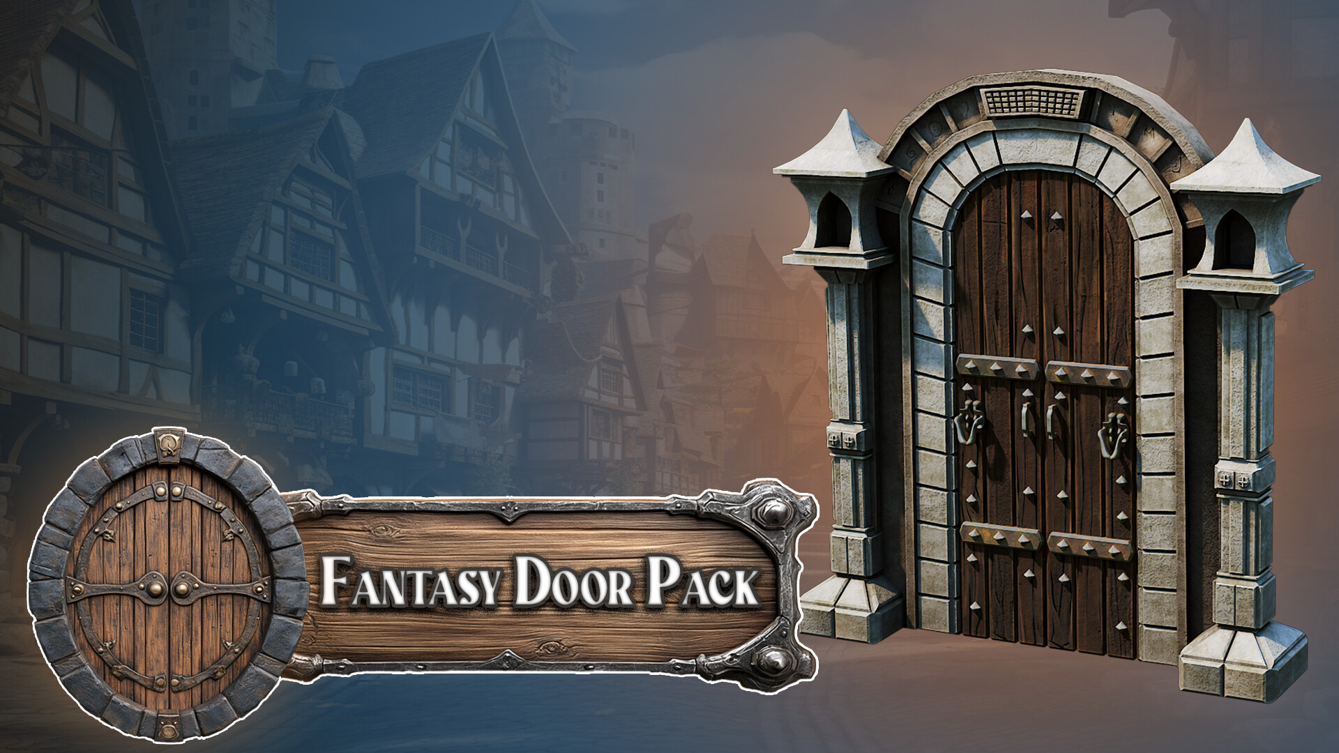 3D Tudor - Blender 20 Massive Fantasy Doors Asset Pack