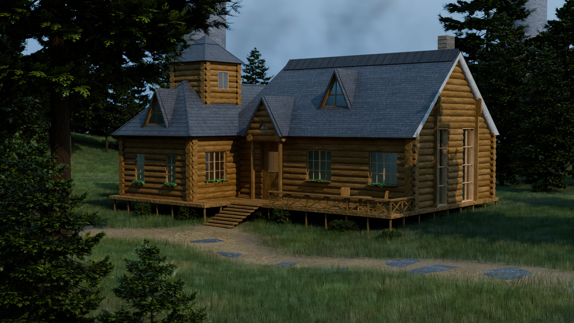 ArtStation - Log Cabin Render