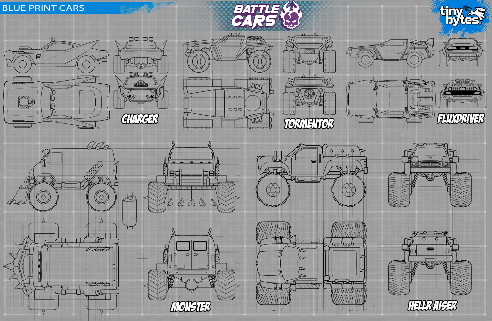 ArtStation - Battle Cars Blue Prints