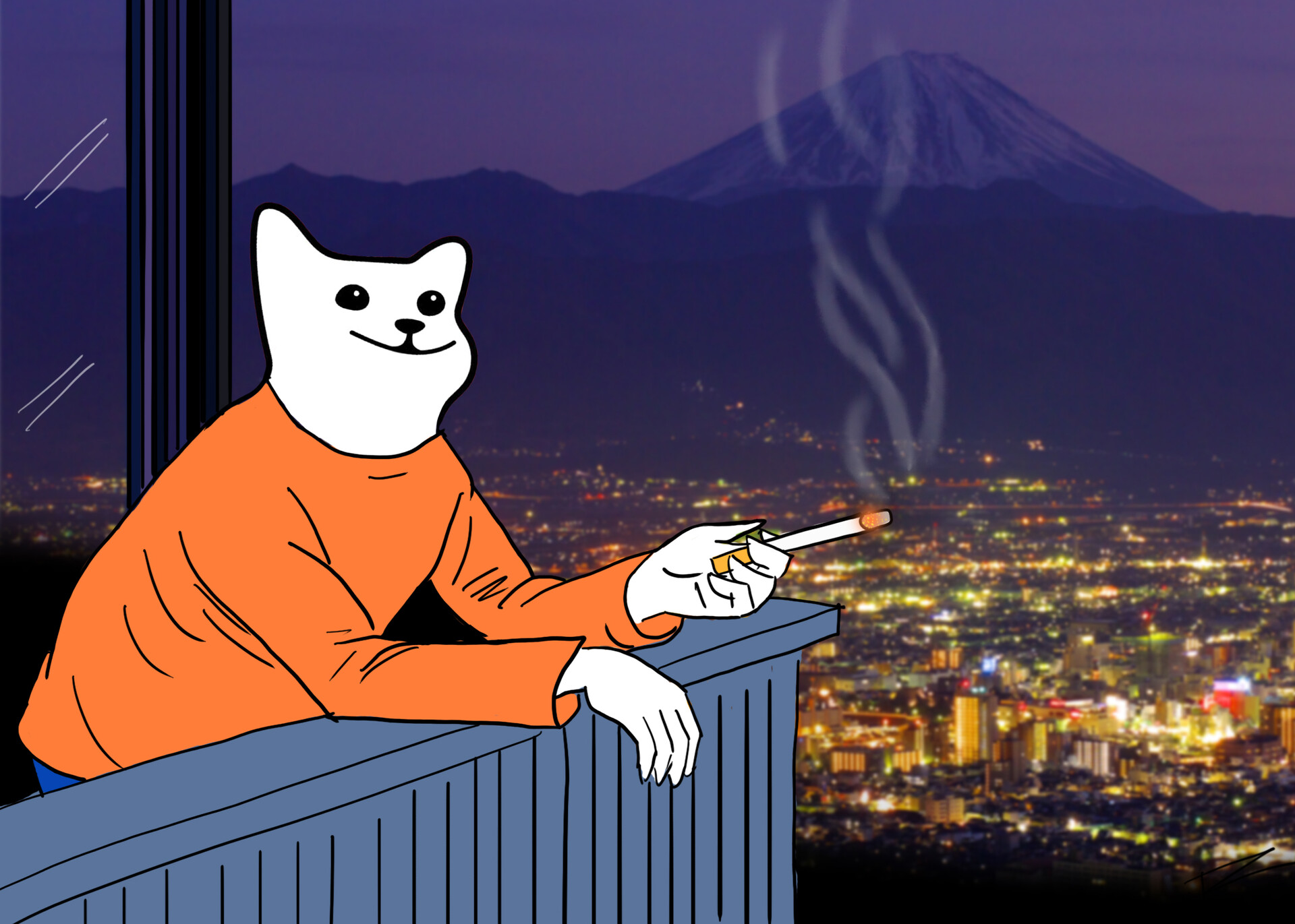 ArtStation - smoking cat