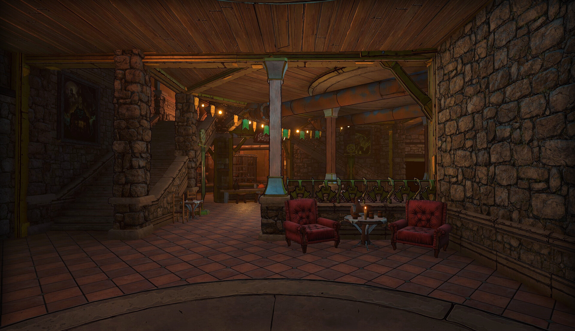 Art of Matthew Wood - Tiny Tina Level Art - Cog Work Plaza Battle Map ...