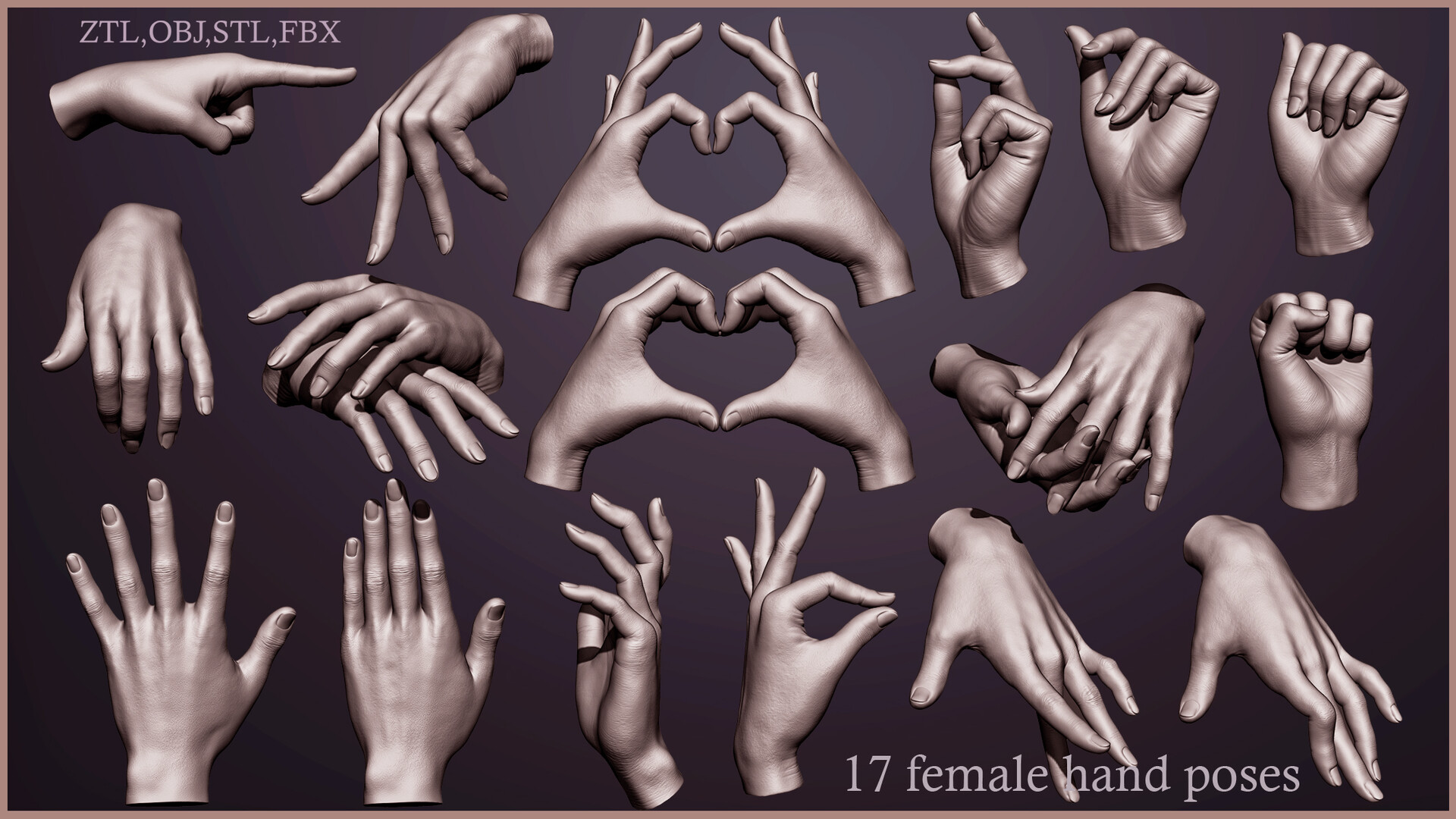 ArtStation - 17 Female hand poses