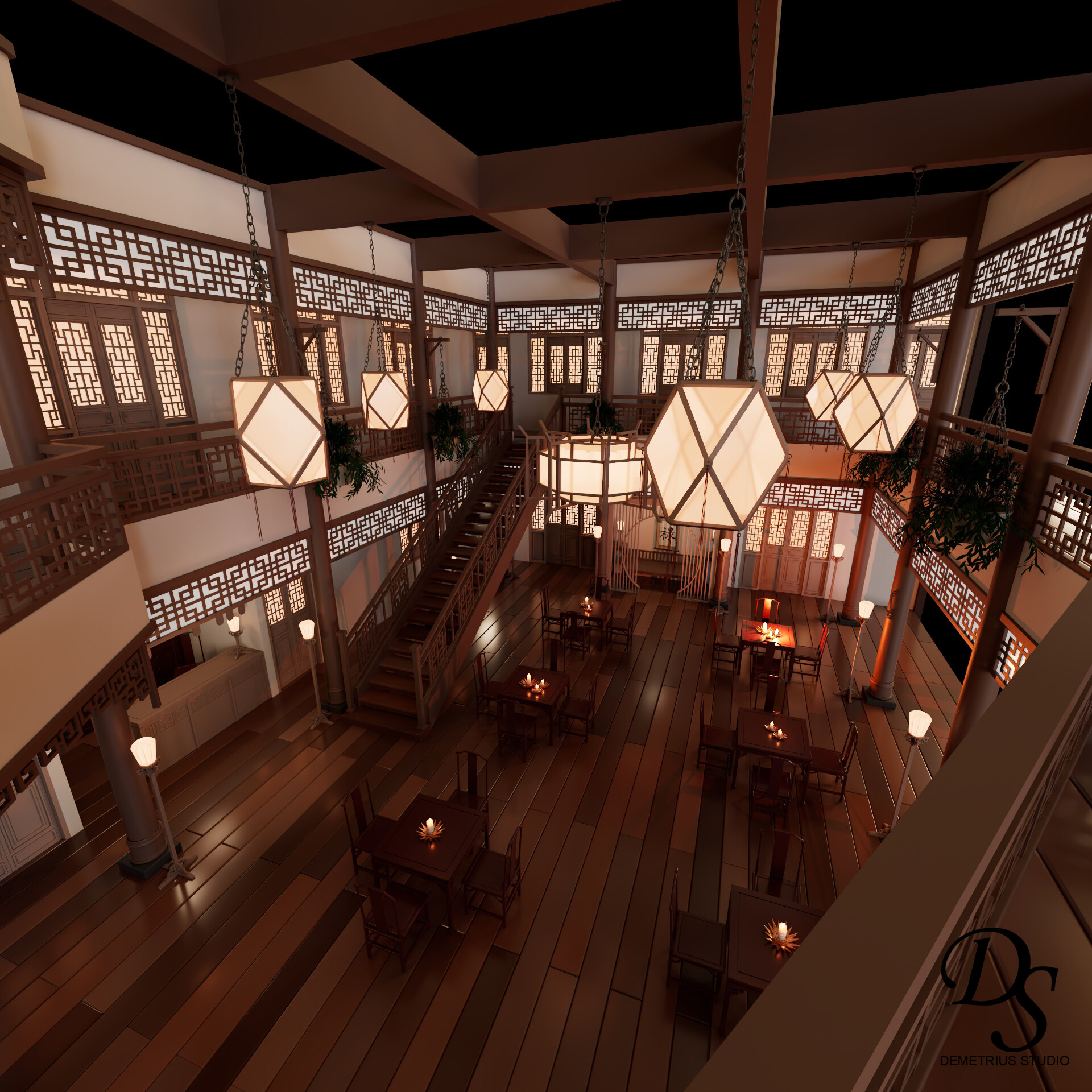 Ancient Chinese Inn 3d Ancient Chinese Architecture 3D Sticker Scenes,