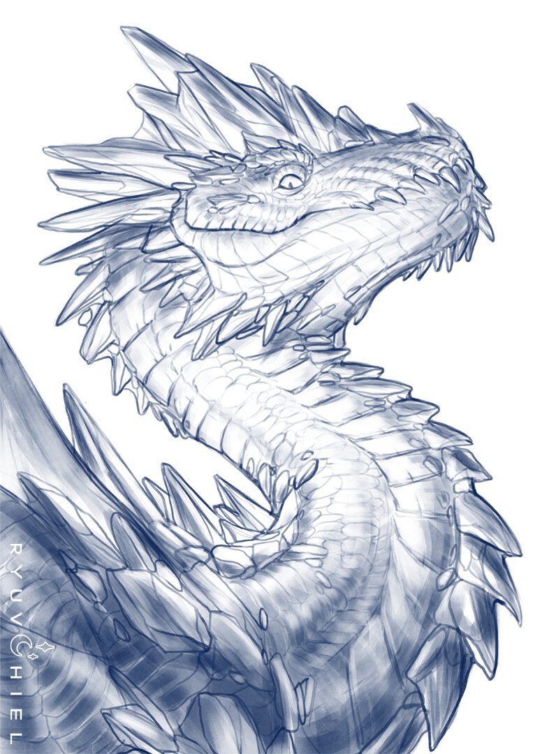 how to draw a realistic ice dragon