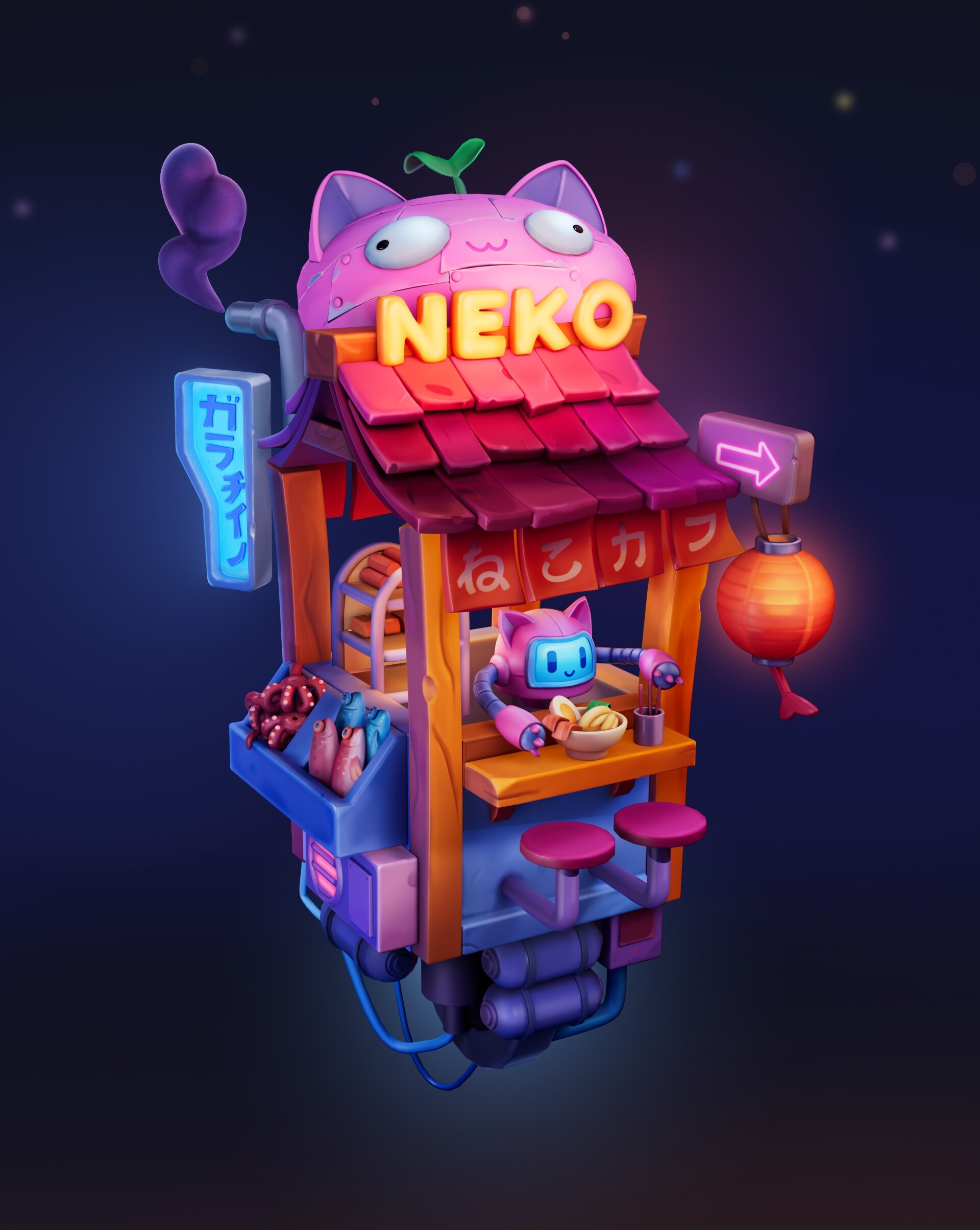 ArtStation - Neko Cafe - Lighting Work