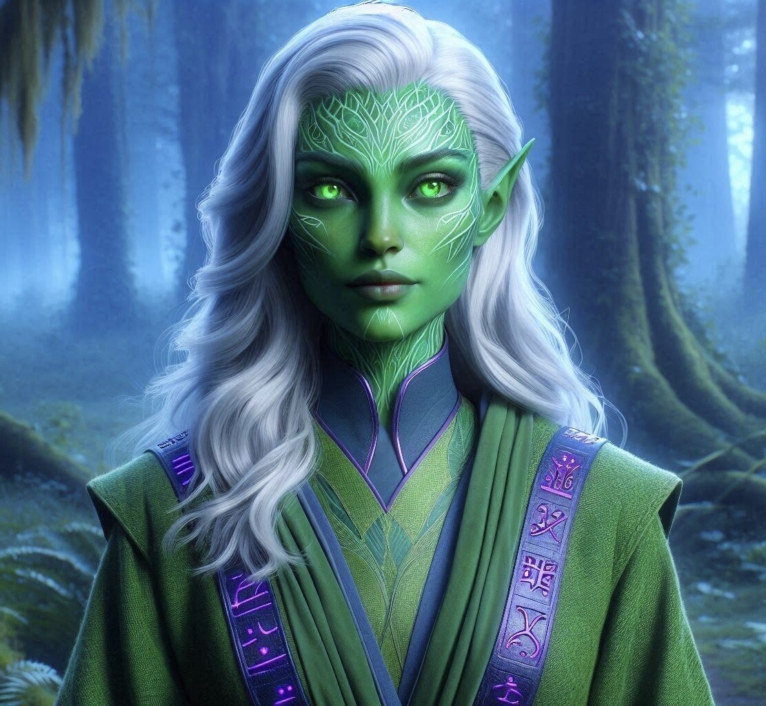 ArtStation - Green Humanoid Female, White Hair