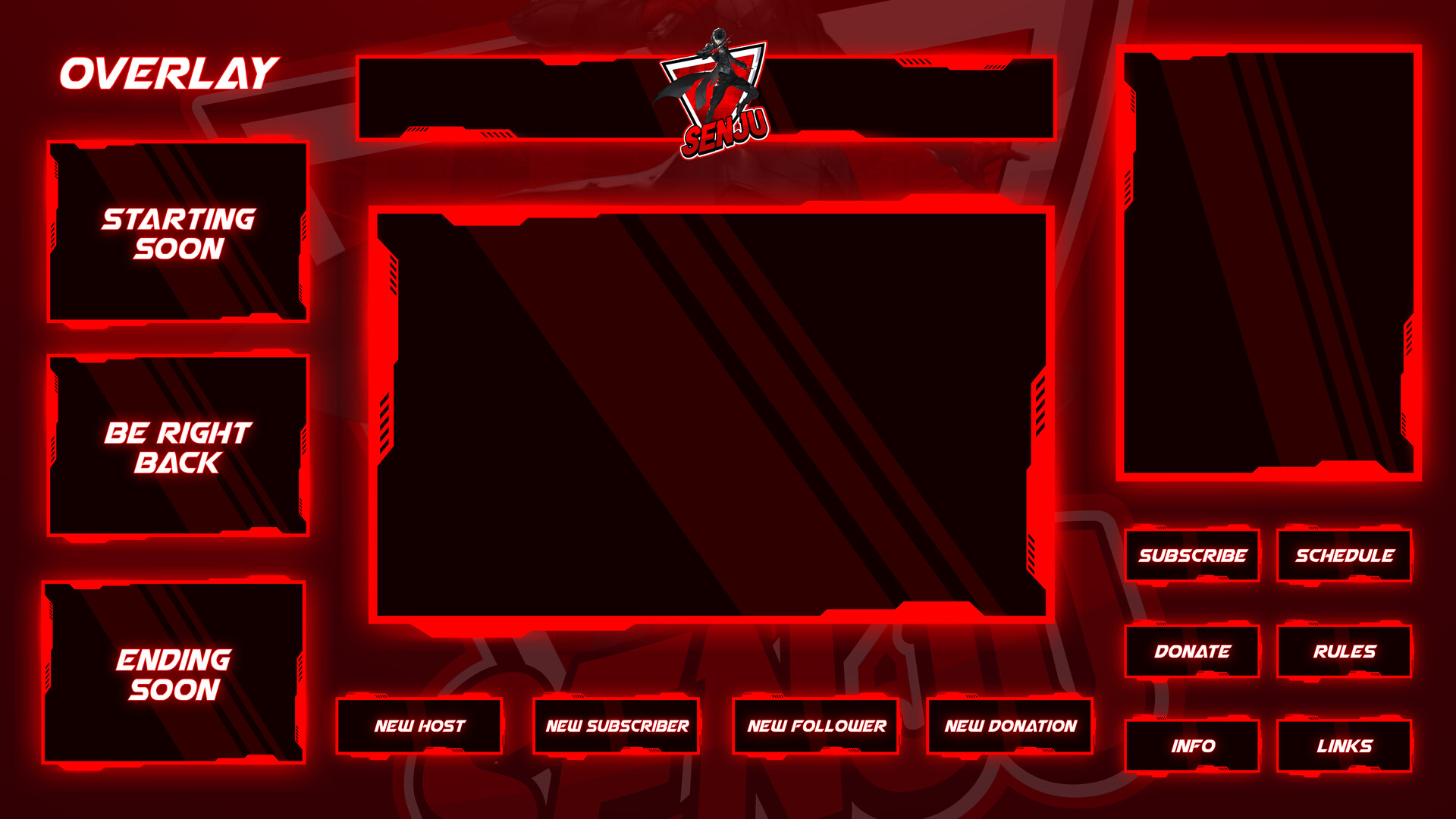 ArtStation - Red-Themed Custom Stream Overlay Package | Starting Soon ...