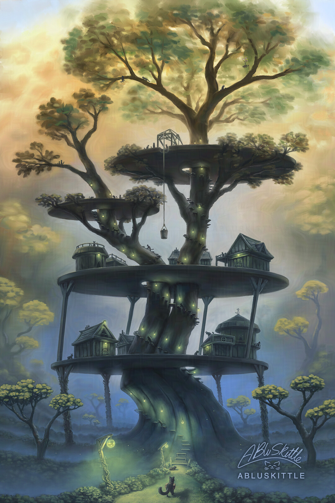 ArtStation - Treehouse Village of Cats
