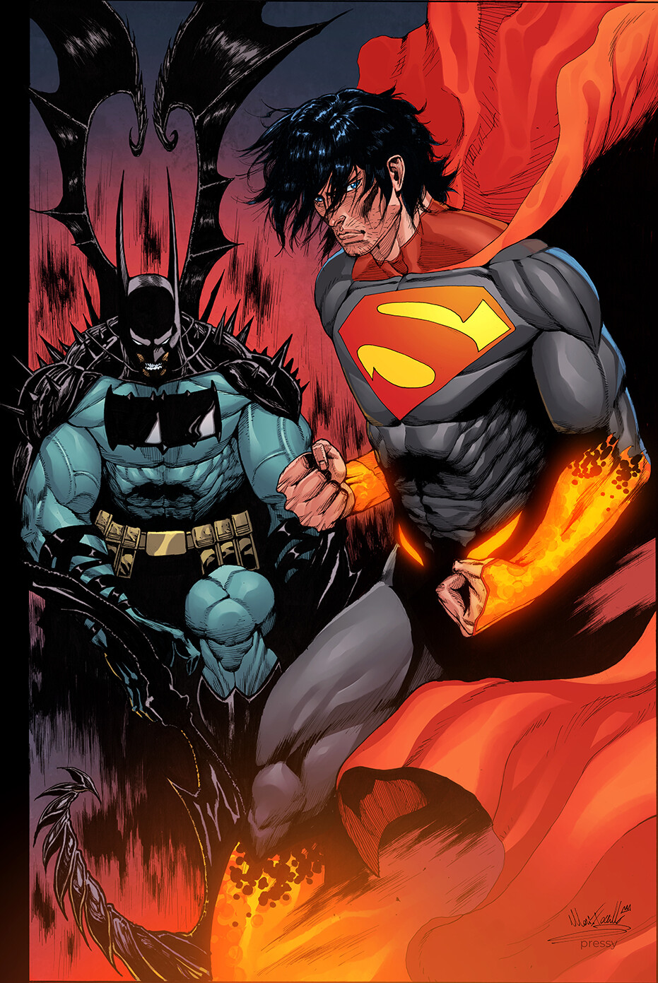 how to draw batman and superman