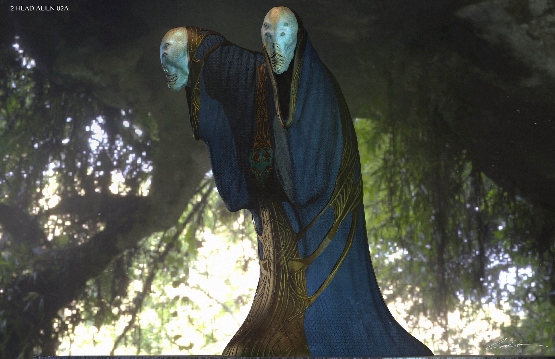 ArtStation - 2 headed Alien Design